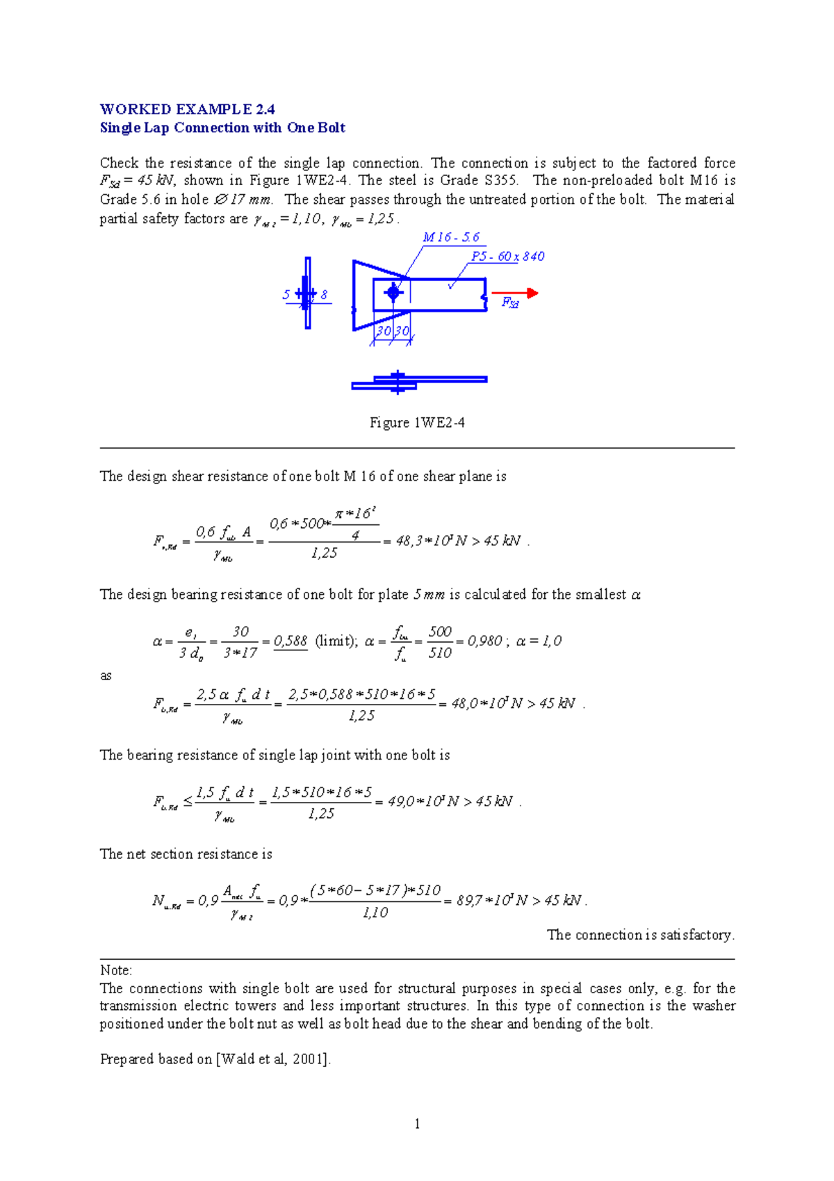 Cestruco-Bolts-Example 2-4 - 1 WORKED EXAMPLE 2. Single Lap Connection ...