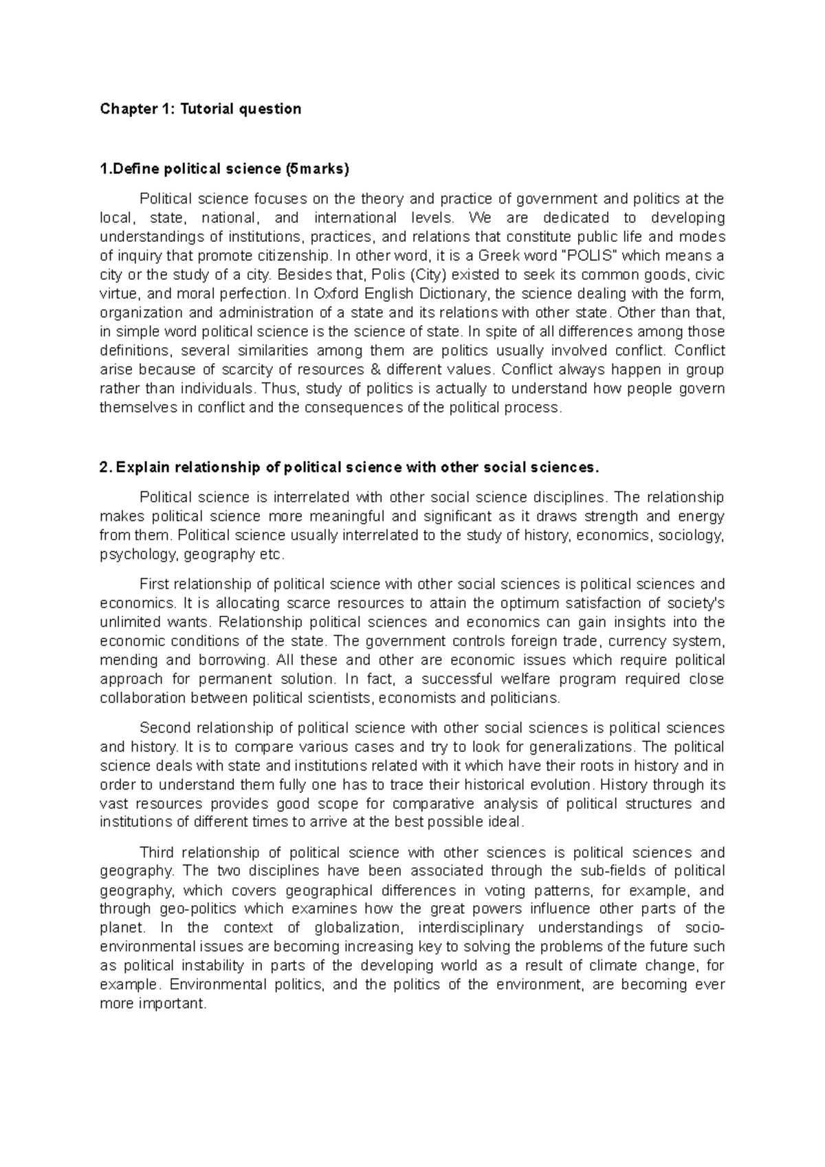 Chapter 1 Tutorial PAD120 - Chapter 1: Tutorial question 1 political ...