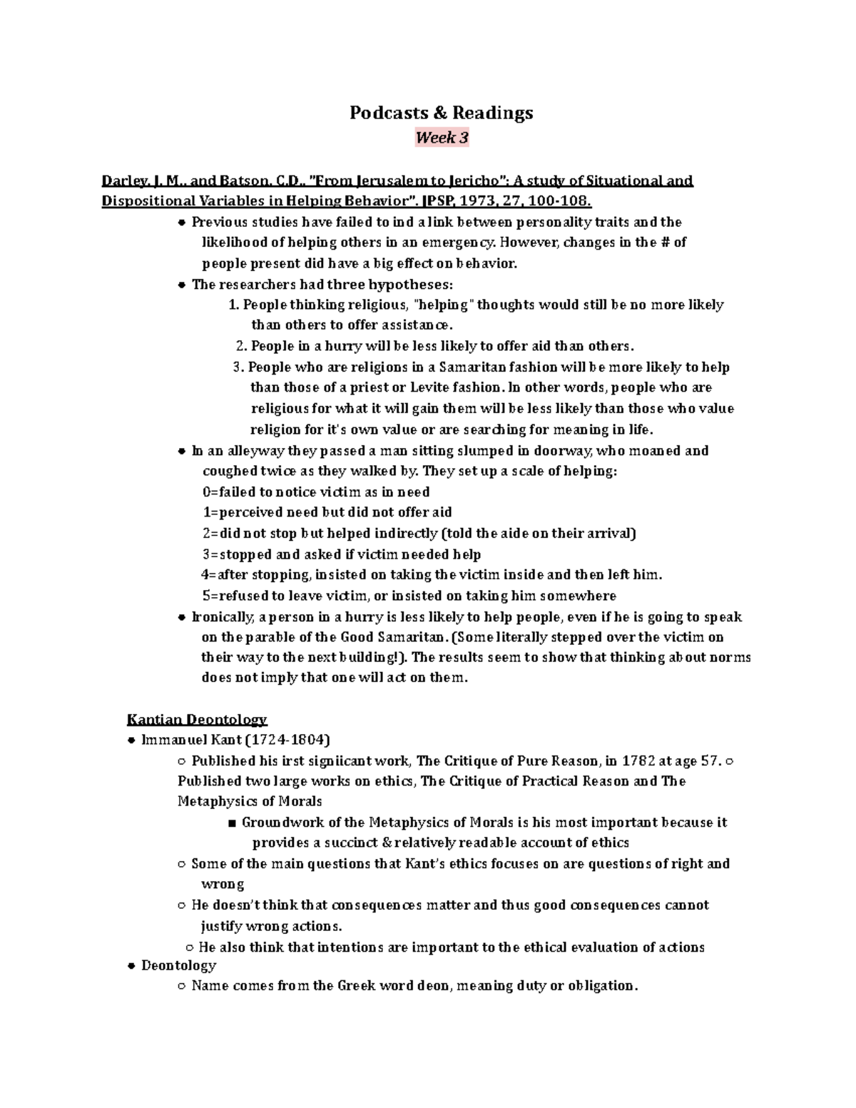 2610 Readings and Podcasts - Podcasts & Readings Week 3 Darley, J. M ...