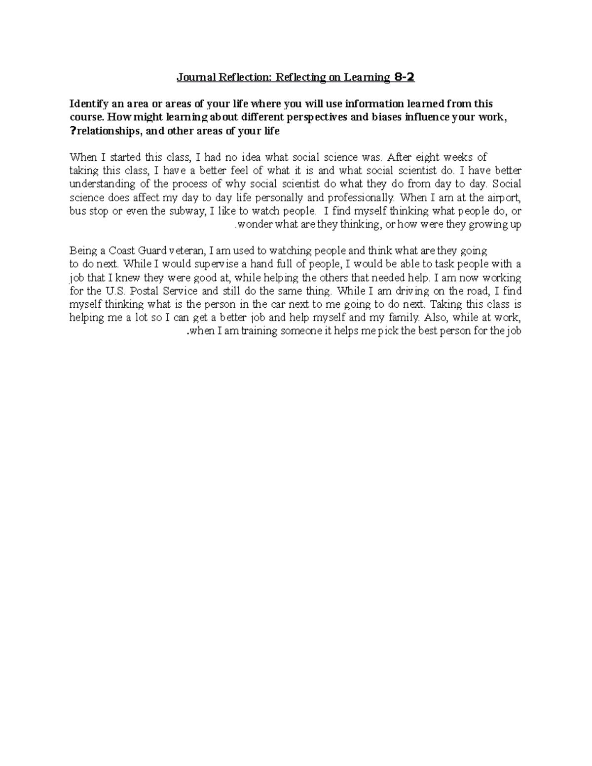 8-2 Journal Reflection - Reflecting on Learning copy 2 - 8-2 Journal ...