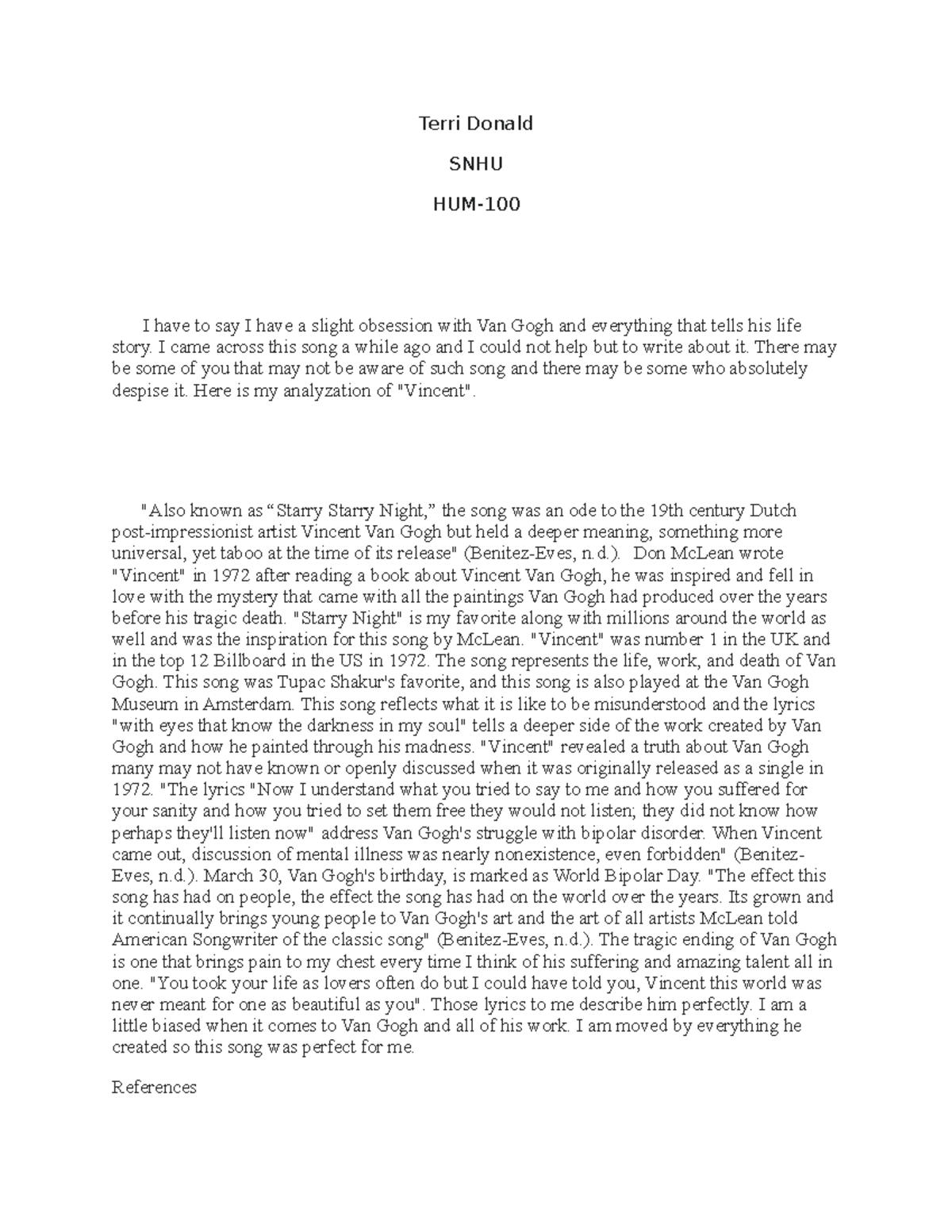 HUM-100 module 3-1 Cultural Works and Universial Ideas - Terri Donald ...