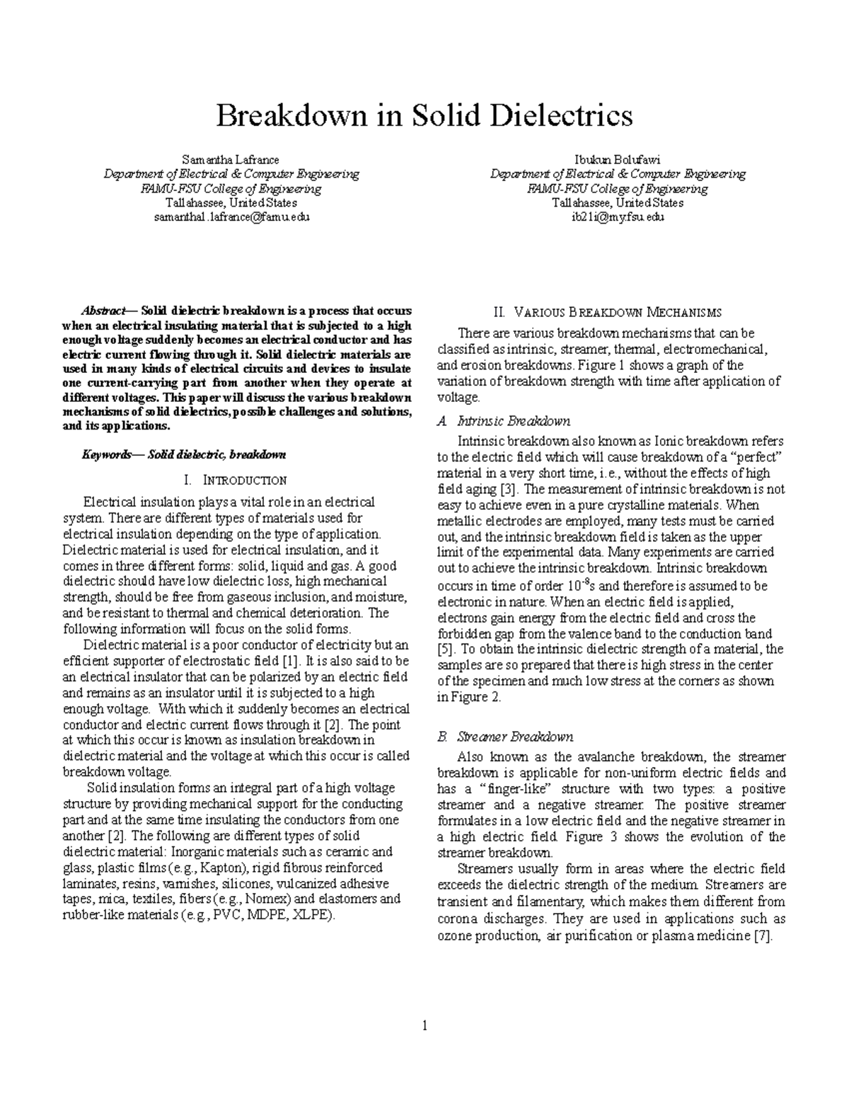 Breakdown in Solid Dielectrics - Breakdown in Solid Dielectrics ...