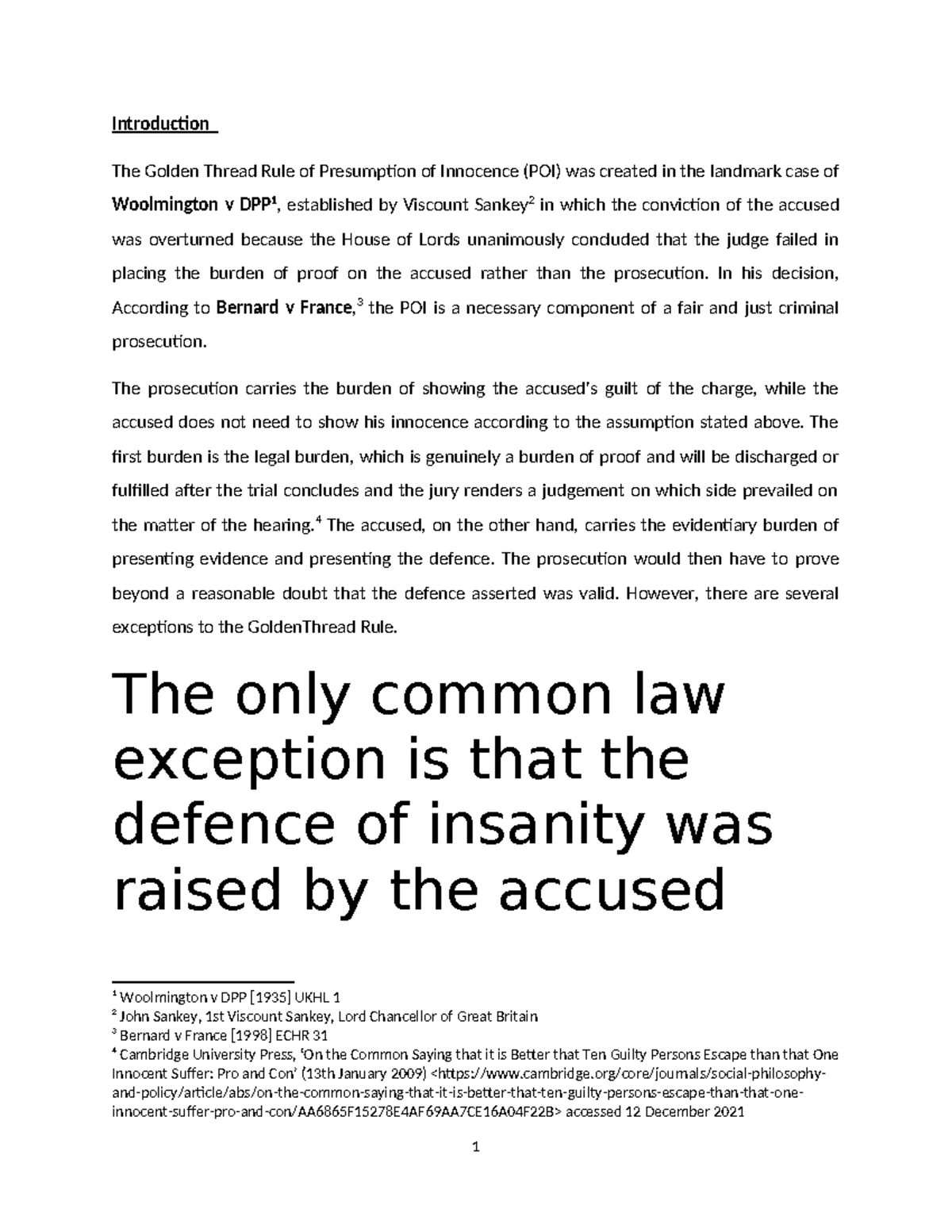 15711 LE201 - assingnment - Introduction The Golden Thread Rule of ...