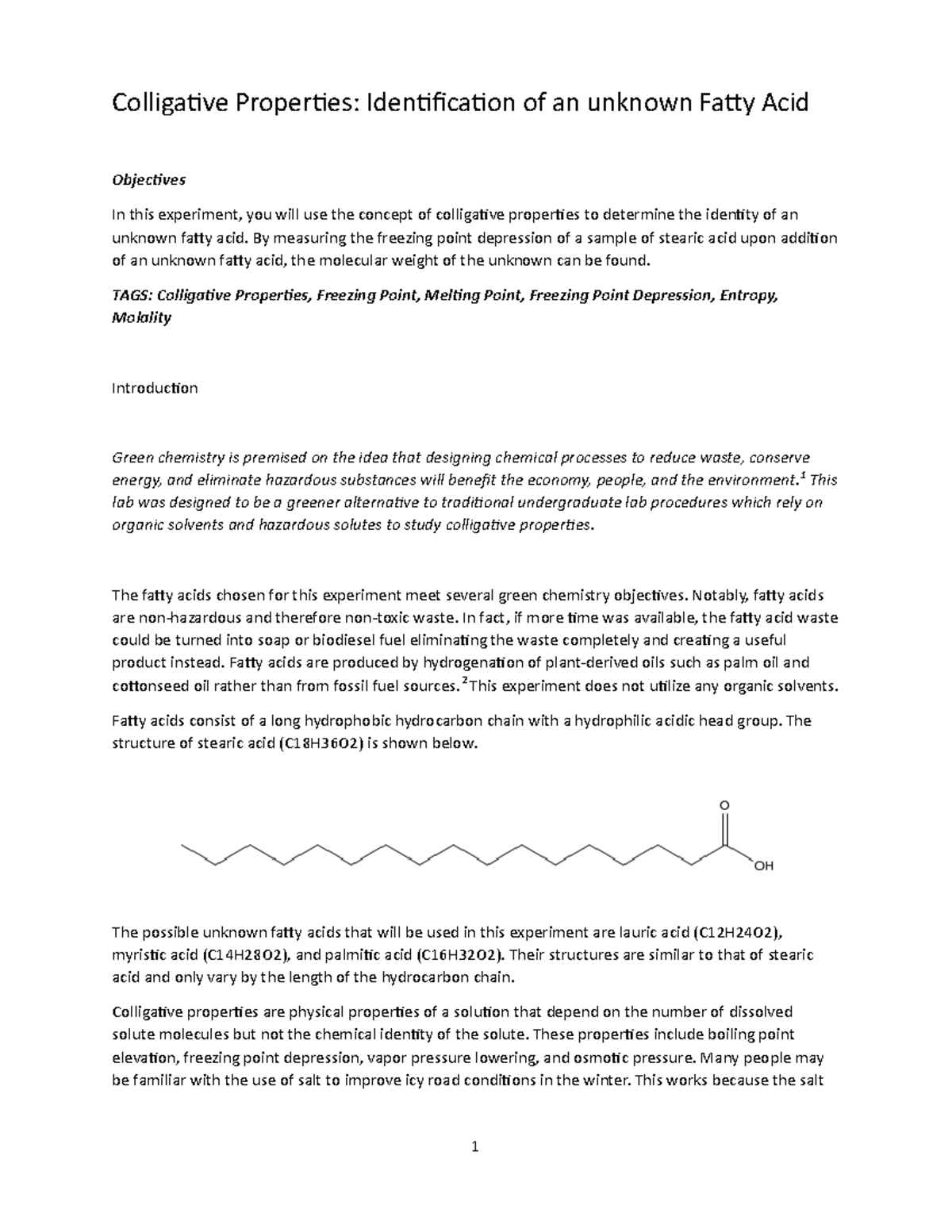 Colligative properties - By measuring the freezing point depression of ...