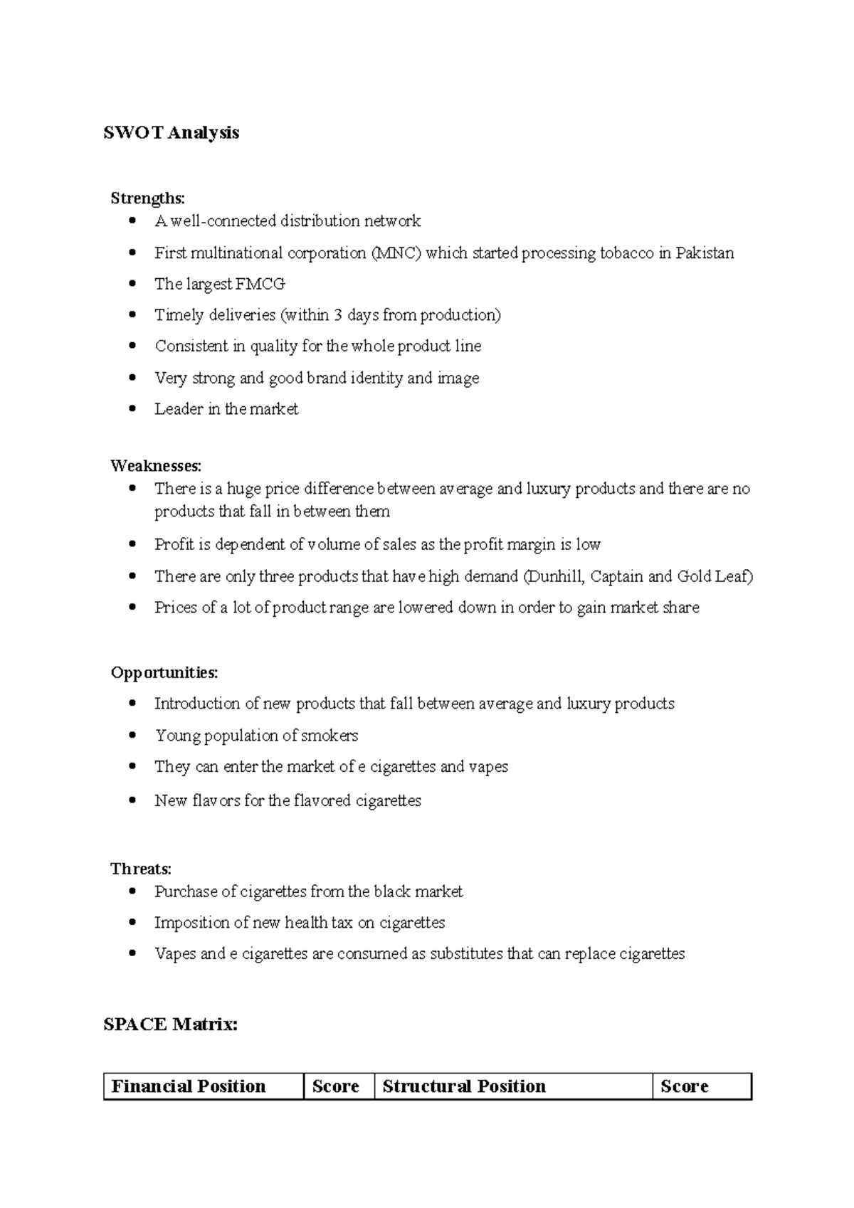 Strategy formulation - Assignment - SWOT Analysis Strengths: A well ...