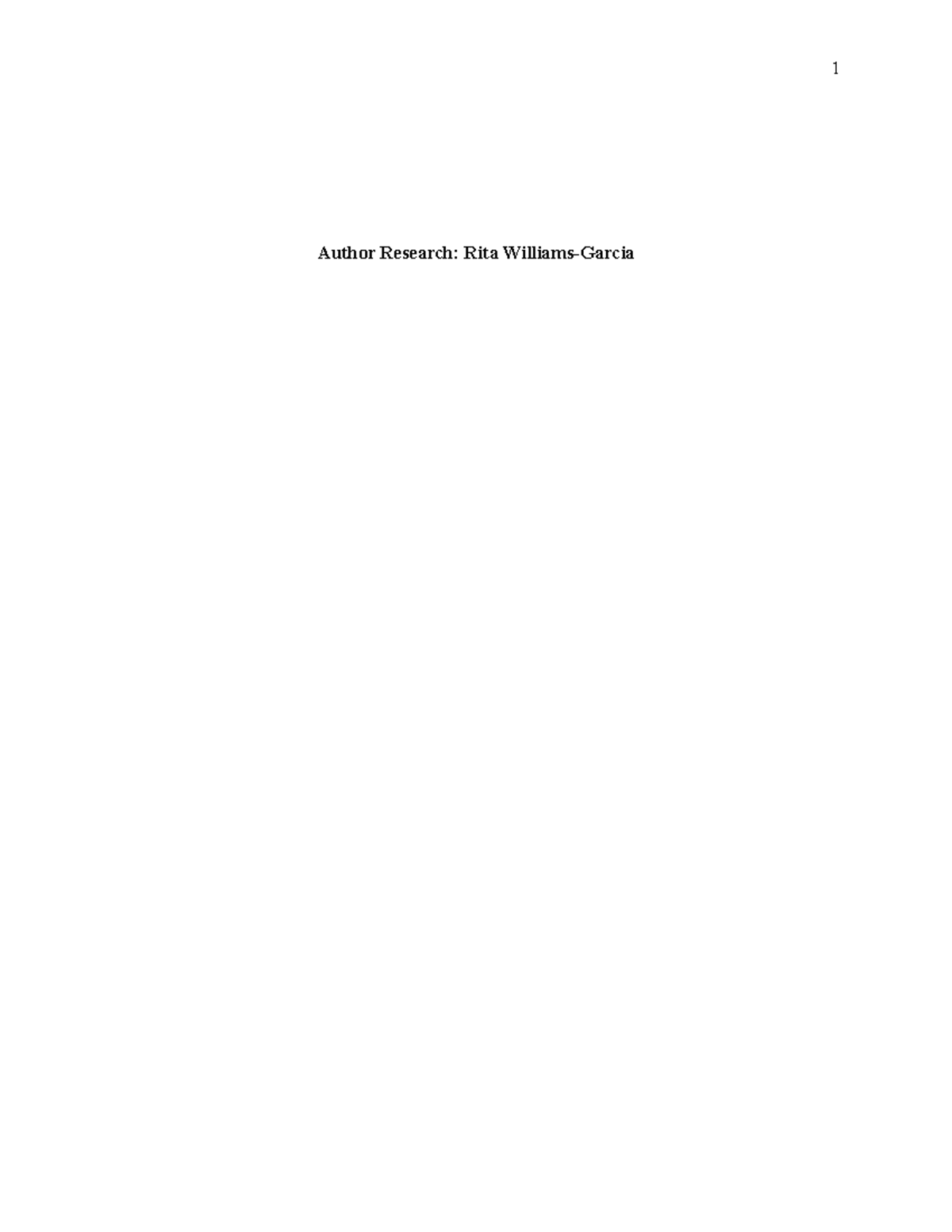 Reserch an Author - Research paper - Author Research: Rita Williams ...