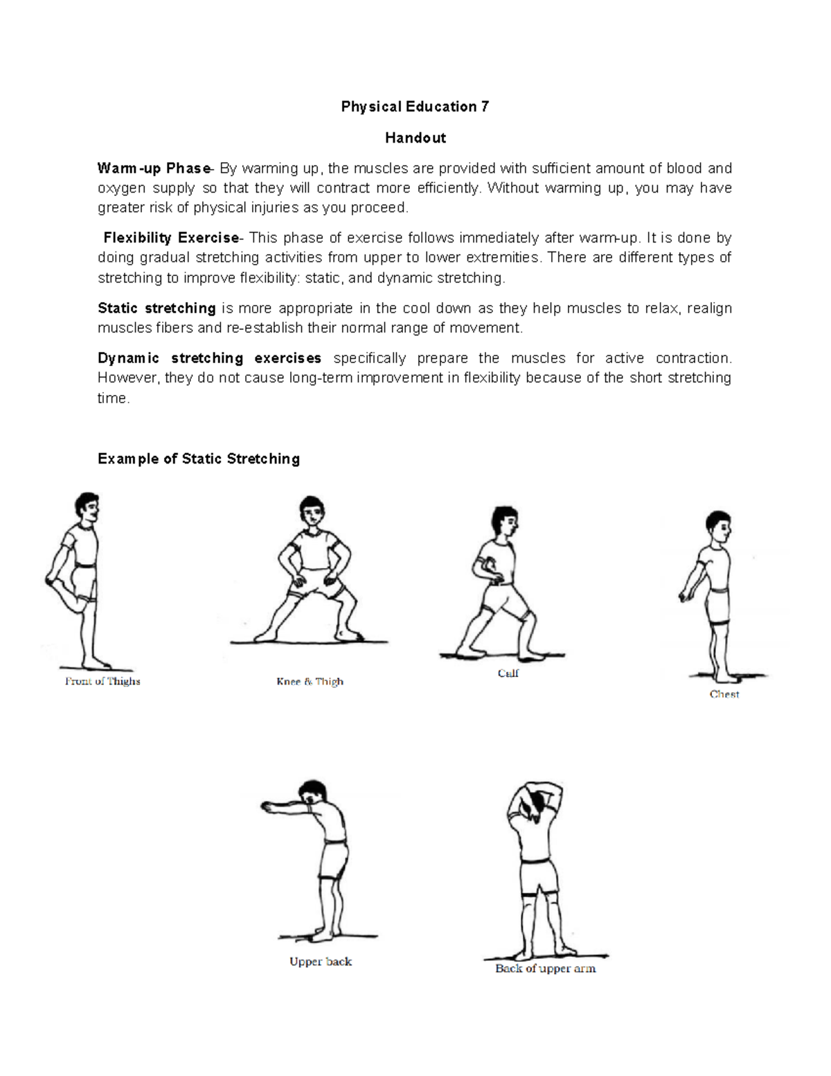 Physical Education 7 Handout - Physical Education 7 Handout Warm-up ...