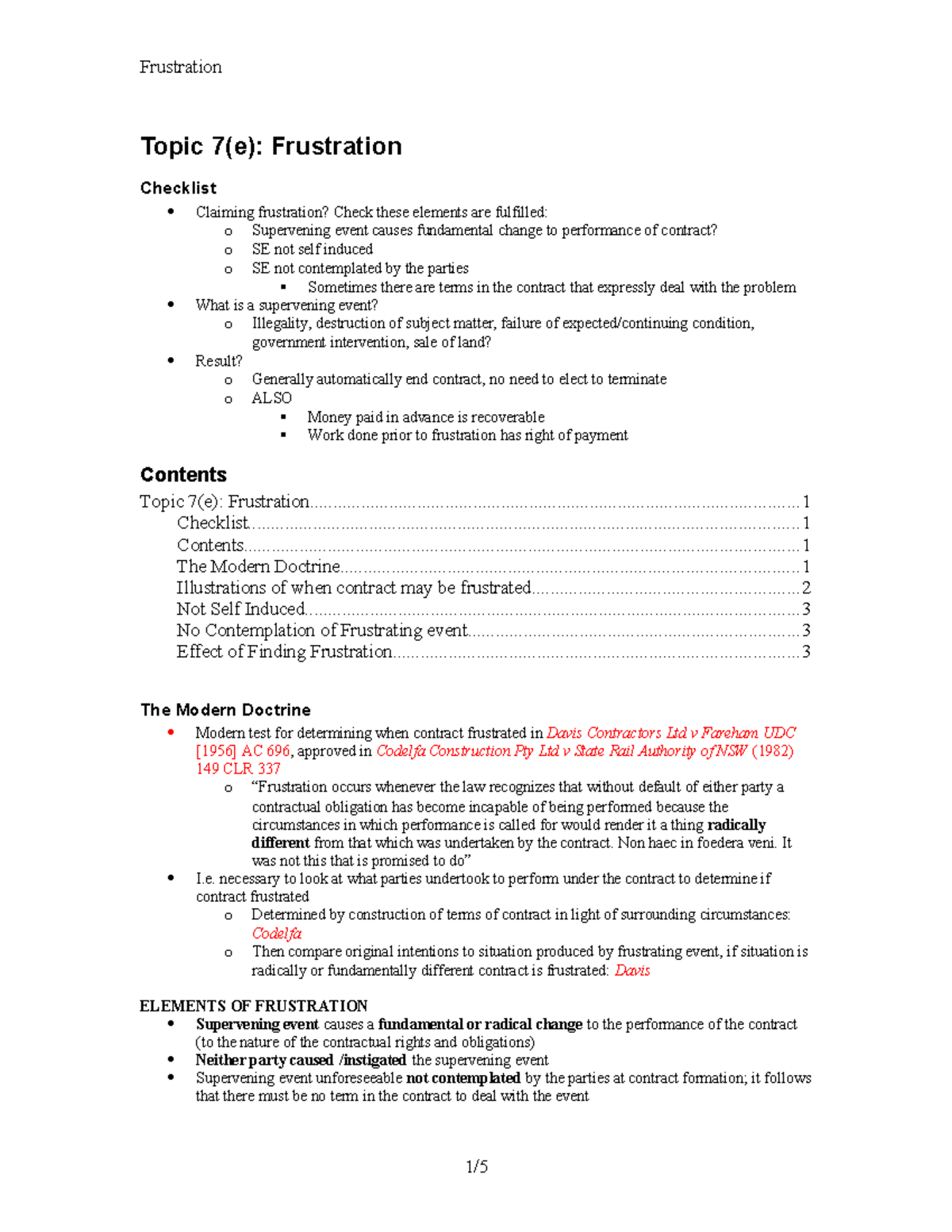 Frustration Notes - Topic 7(e): Frustration Checklist Claiming ...