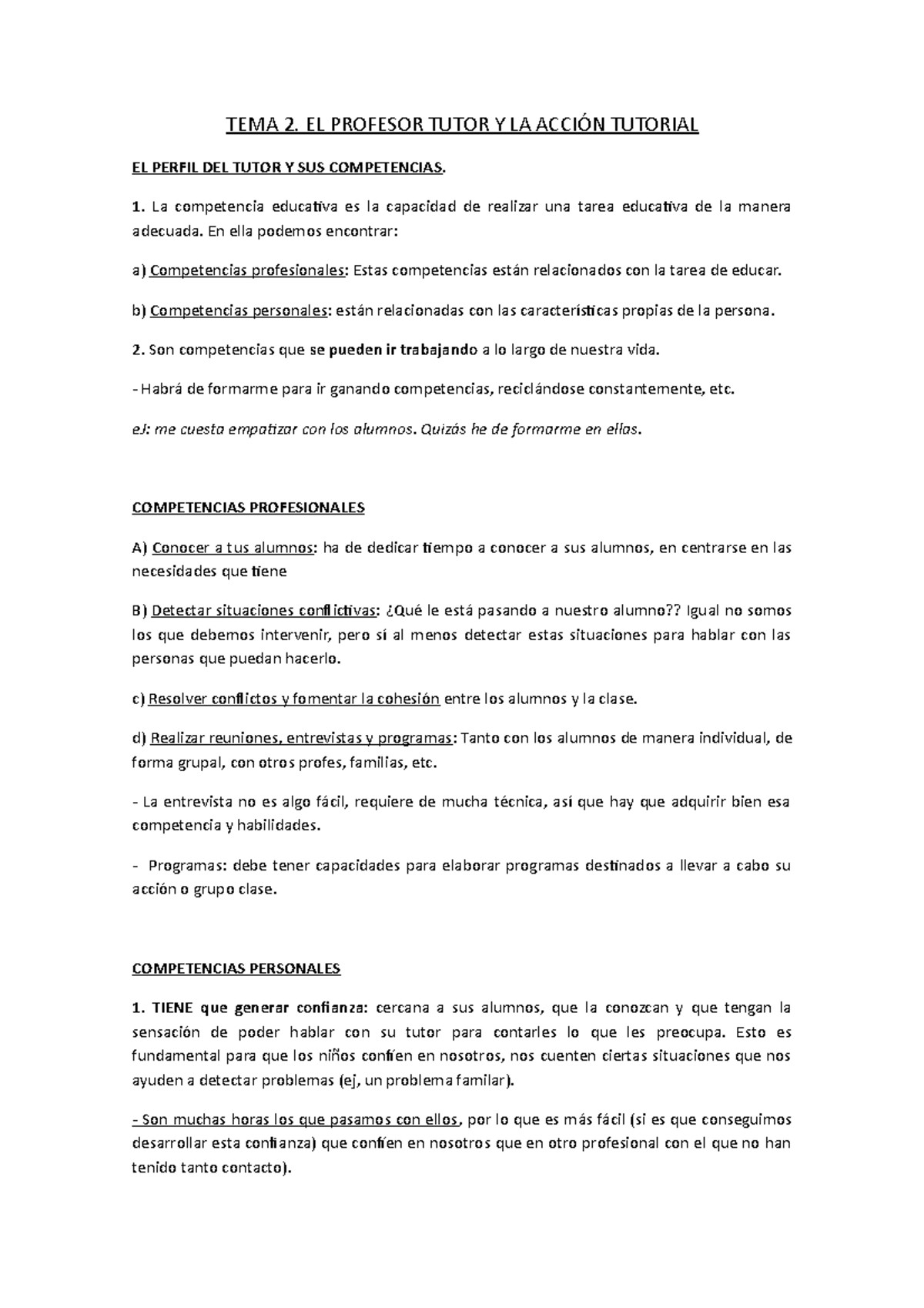 Tema 2. El profesor tutor y la acción tutorial - TEMA 2. EL PROFESOR TUTOR Y LA ACCIÓN TUTORIAL ...