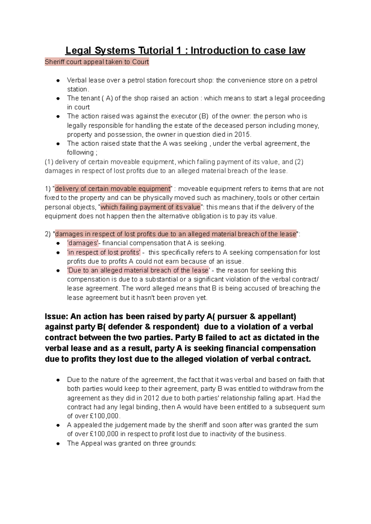 Legal Systems Tut 1 Gray v Mac Neil’s Executor - Legal Systems Tutorial ...
