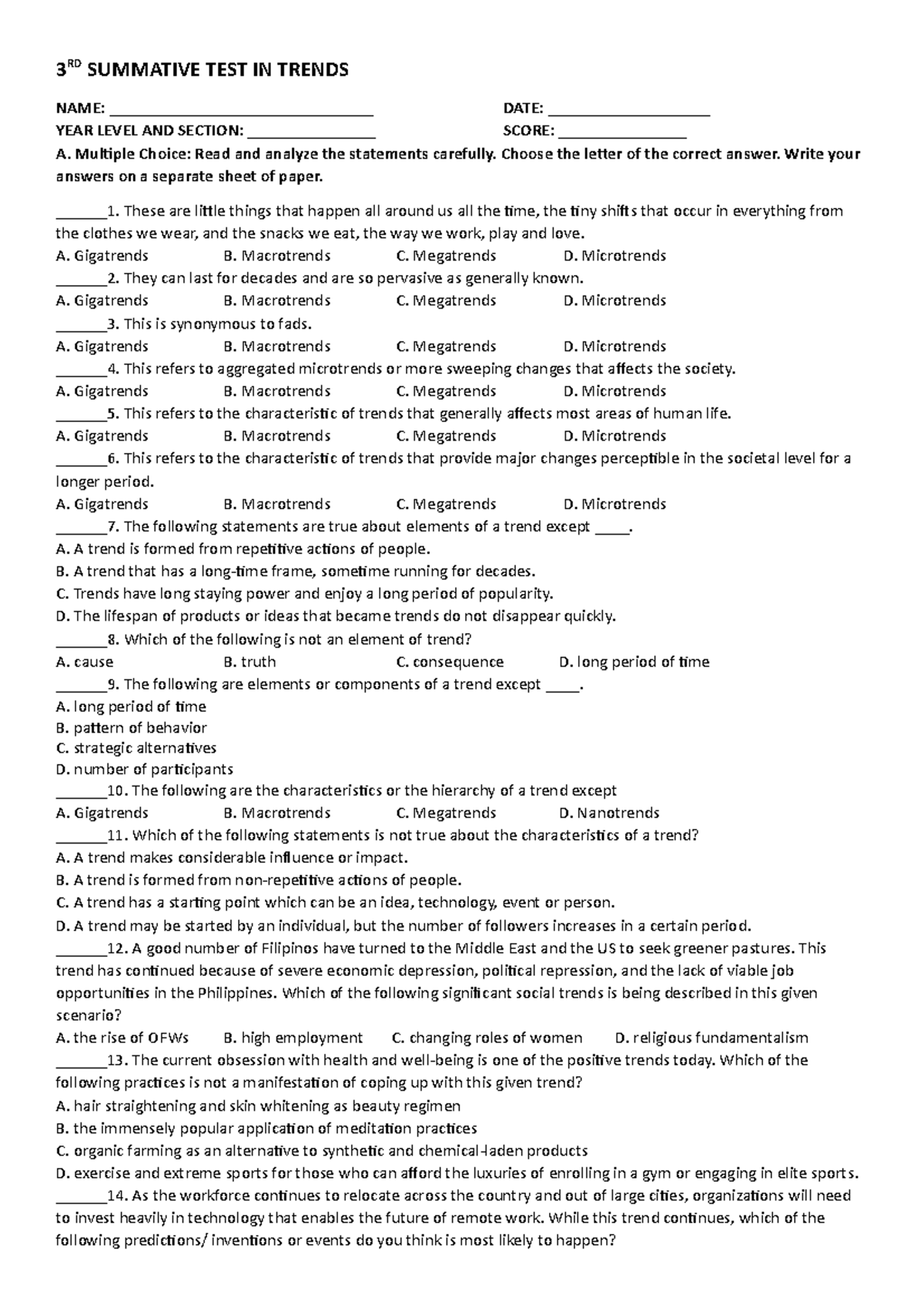 3rd Summative Test In Trends 3 RD SUMMATIVE TEST IN TRENDS NAME 3rd-summative-test-in-trends-3-rd-summative-test-in-trends-name