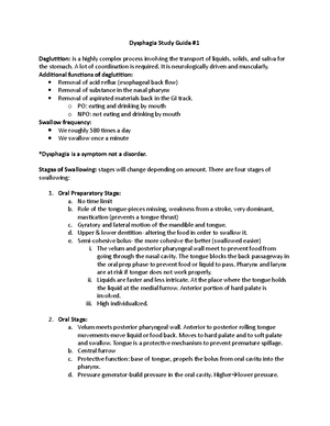 Signs and Symptoms of Dysphagia - Studocu