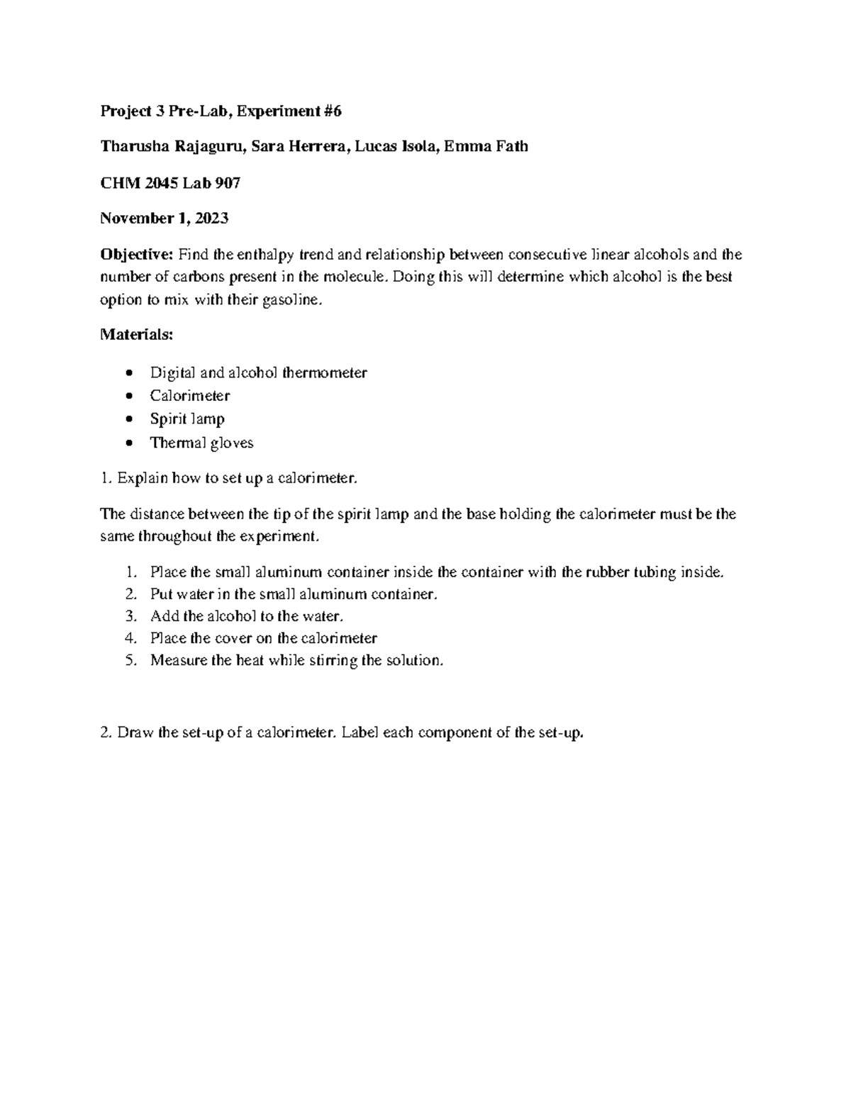 Module 6 Pre-Lab - Project 3 Pre-Lab, Experiment # Tharusha Rajaguru ...