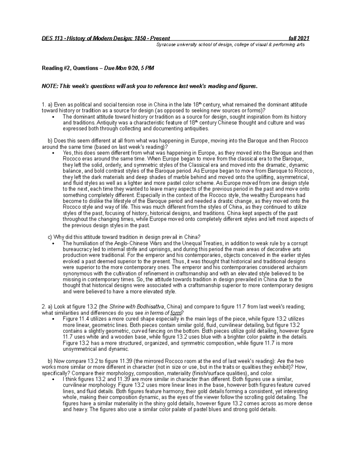 History of modern design assignment 2 - DES 113 - History of Modern ...