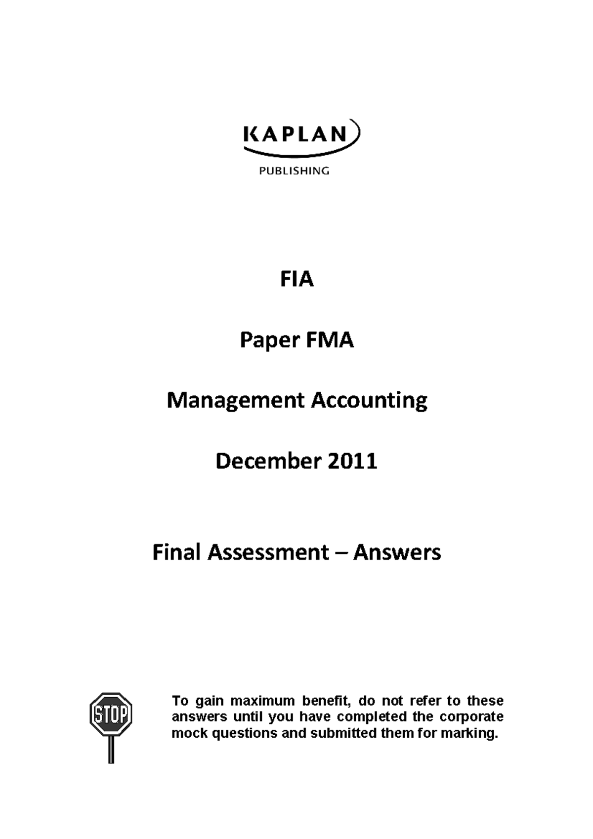Final, answers - FIA Paper FMA Management Accounting December 2011 ...