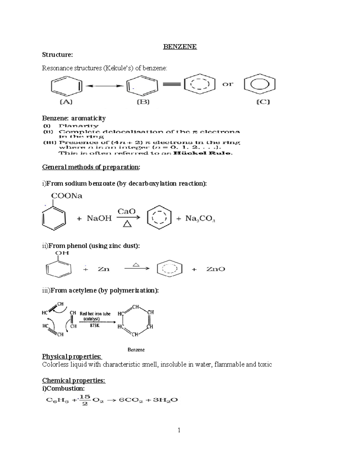 Benzene 12th ISC notes - BENZENE Structure: Resonance structures ...