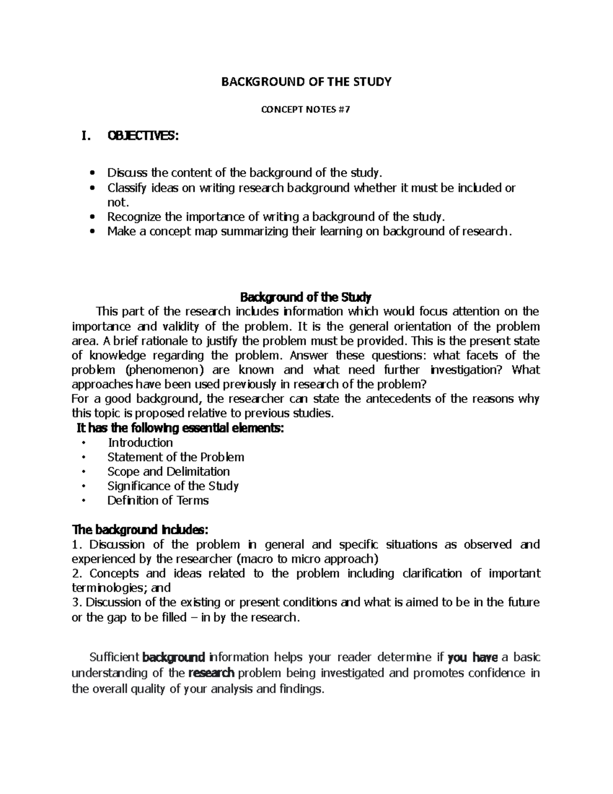 Concept-notes-7 - Rareriroru - BACKGROUND OF THE STUDY CONCEPT NOTES ...