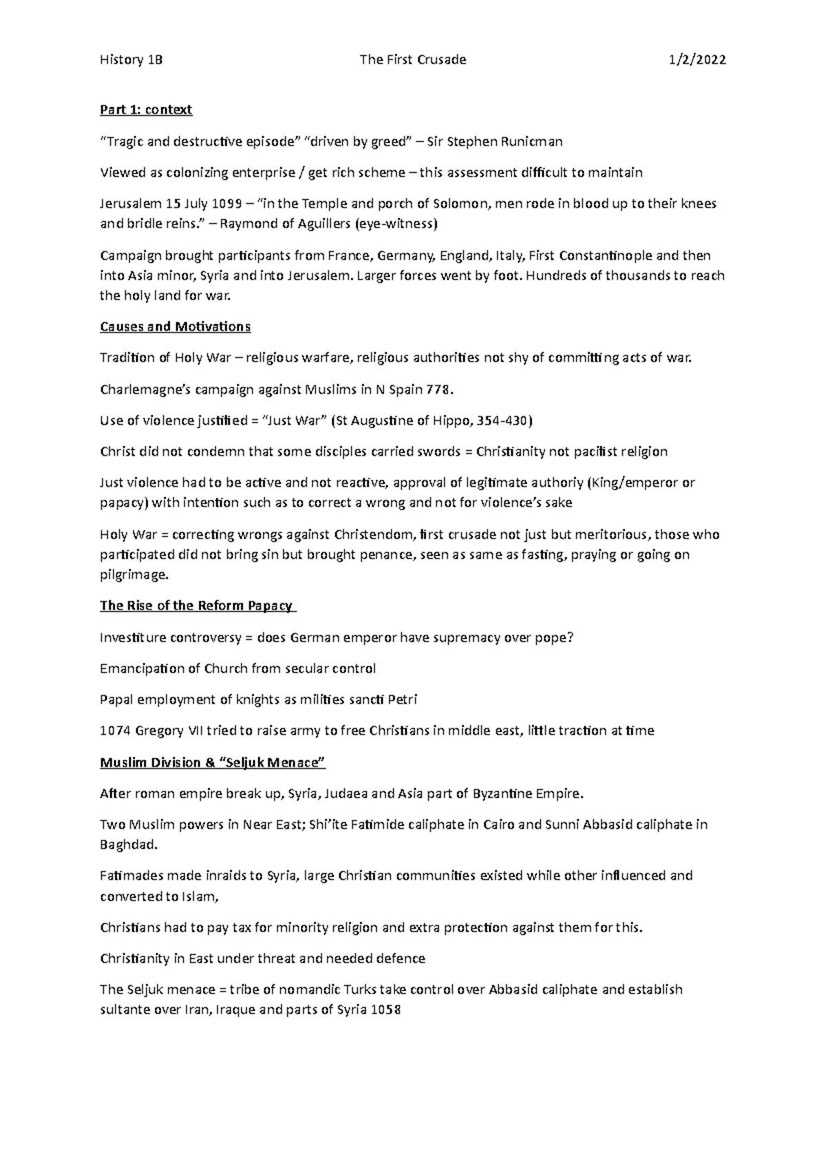 The_First_Crusade - History 1B The First Crusade 1/2/ Part 1: context ...