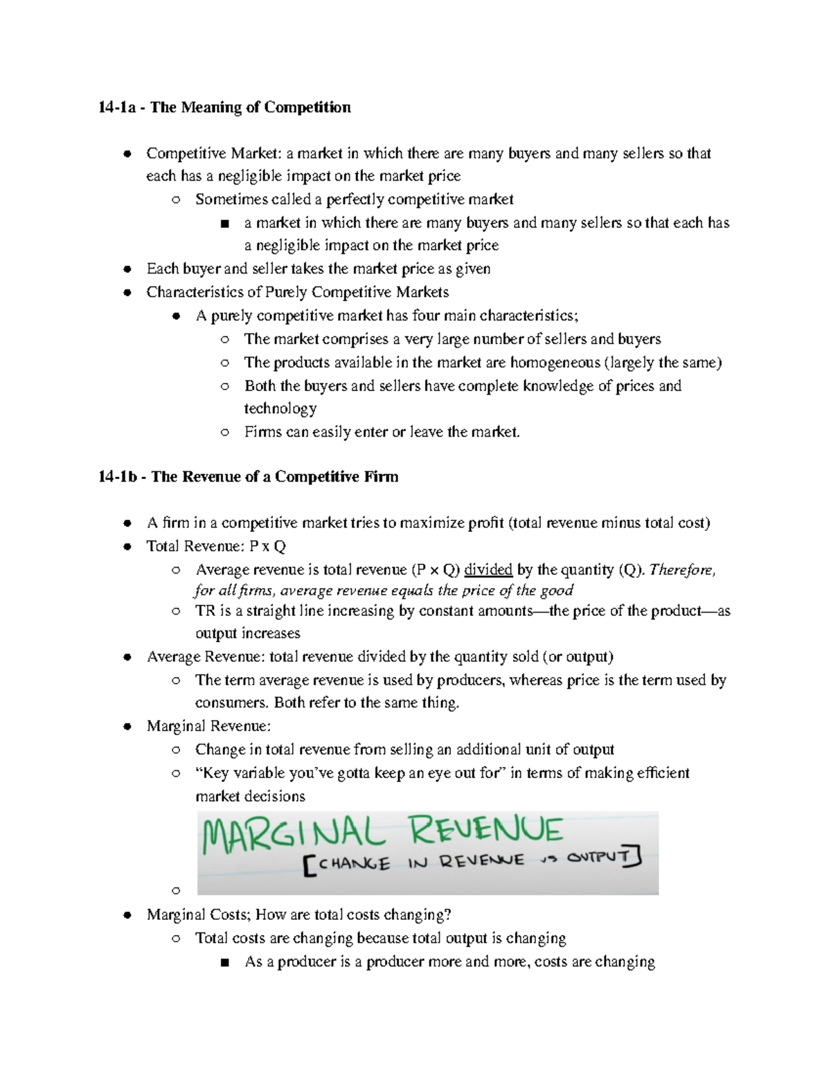 Ch 14 Micro Notes - 14-1a - The Meaning of Competition Competitive ...