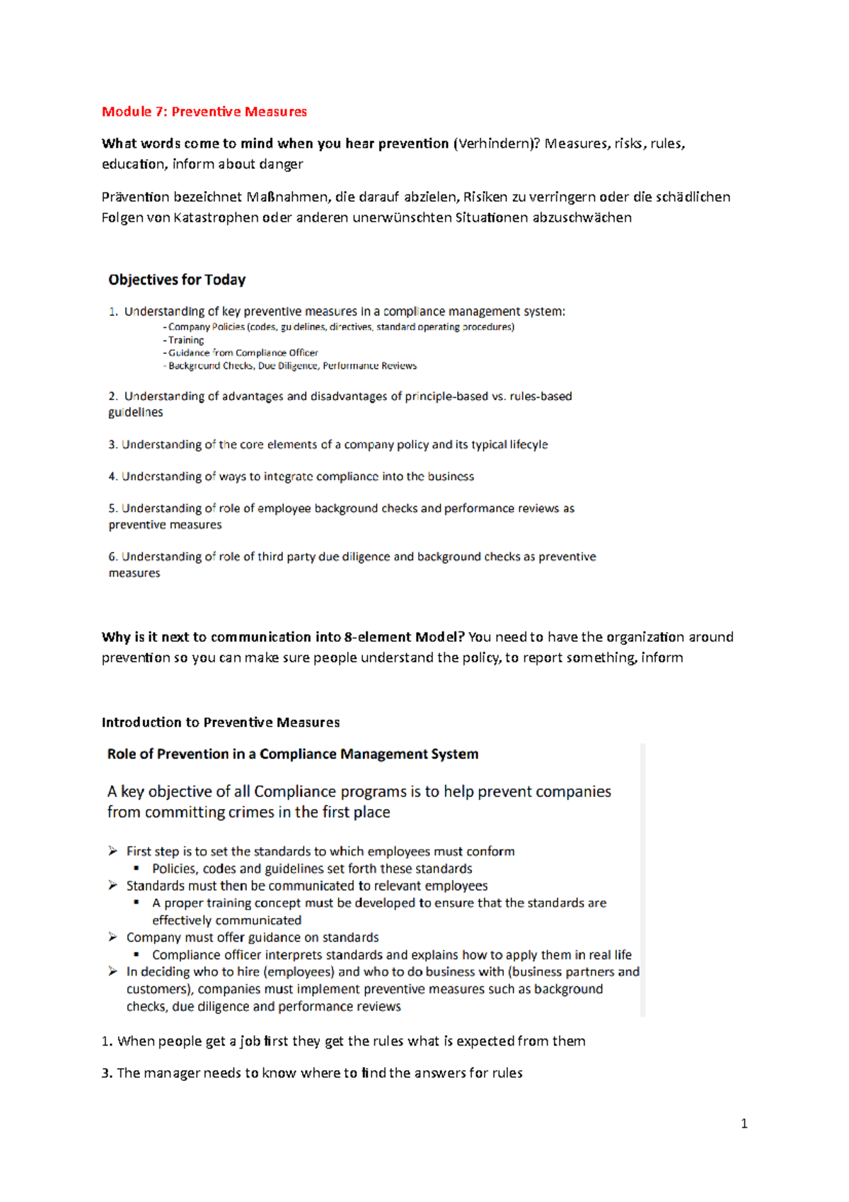 Präventive Massnahmen - Module 7: Preventive Measures What words come ...
