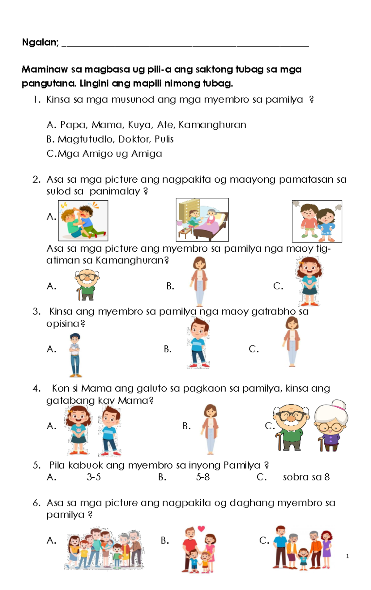 Sinugbuanong Binisaya Version Second Quarter Assessment FOR Kinder 2023 ...