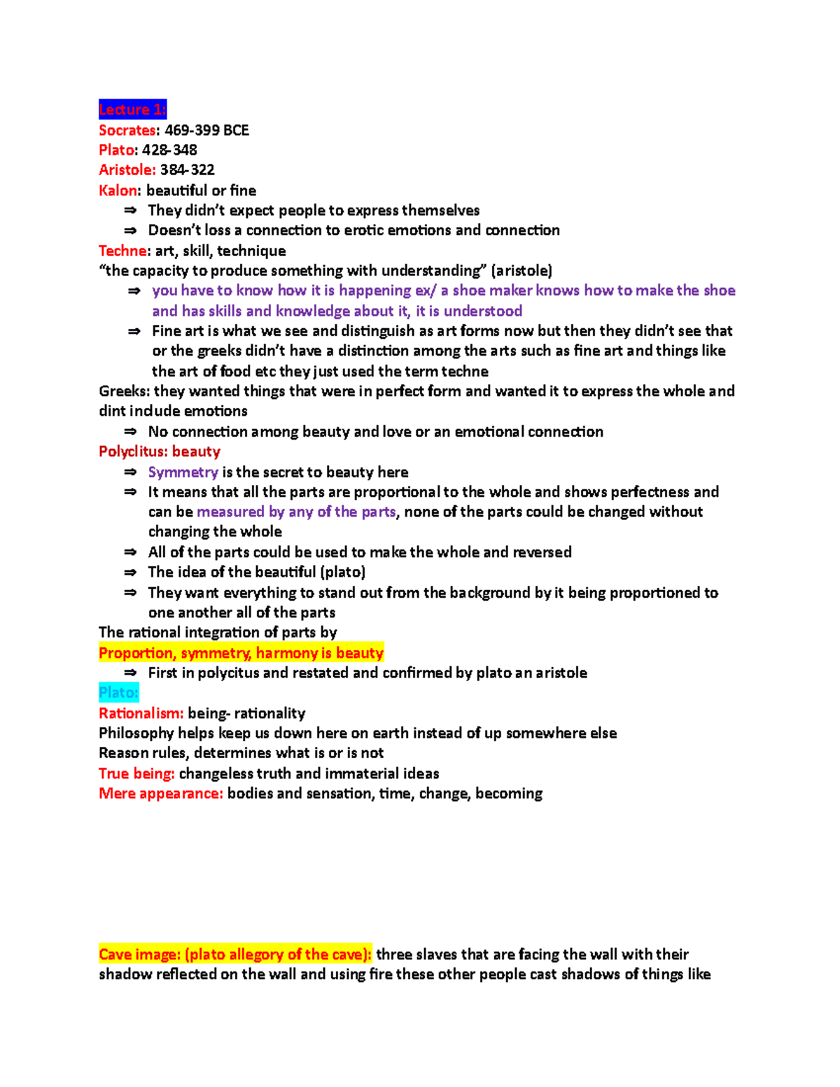 Aesthetics - lecture notes for the course - Lecture 1: Socrates: 469 ...