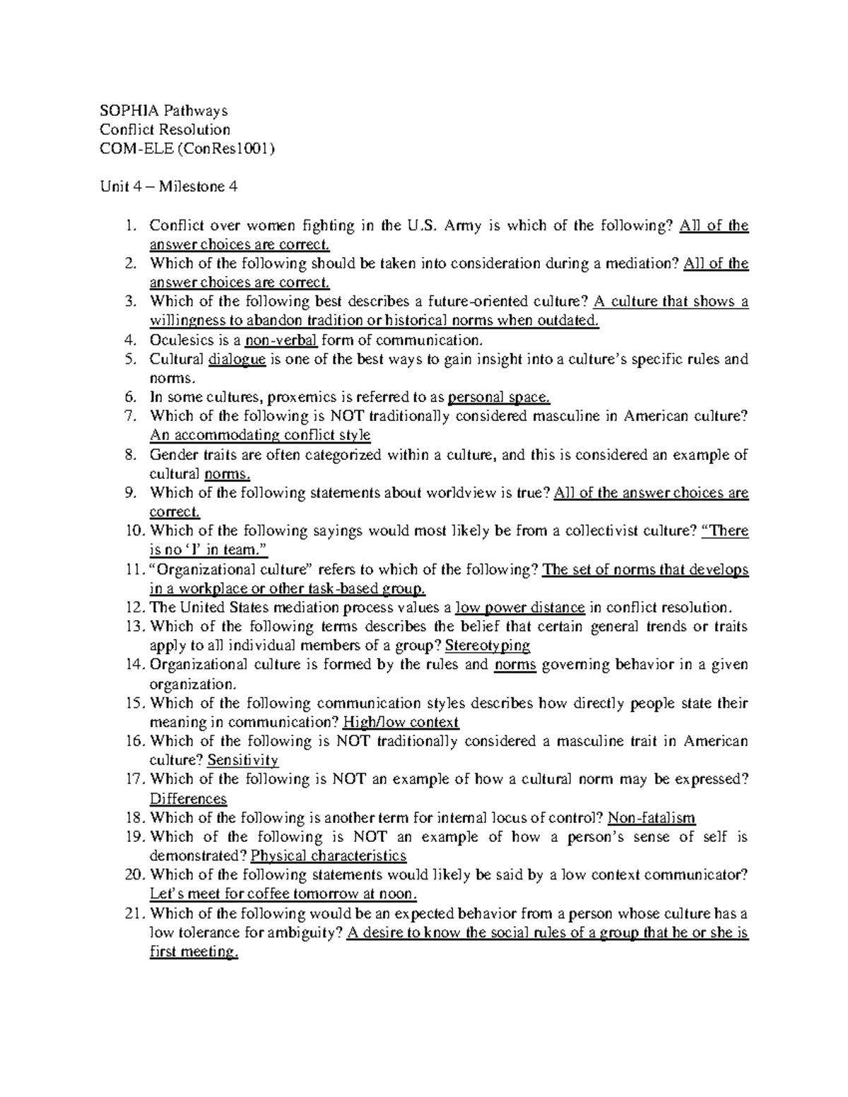 Unit 4 - Milestone 4 - Conflict Resolution - Sophia - SOPHIA Pathways ...