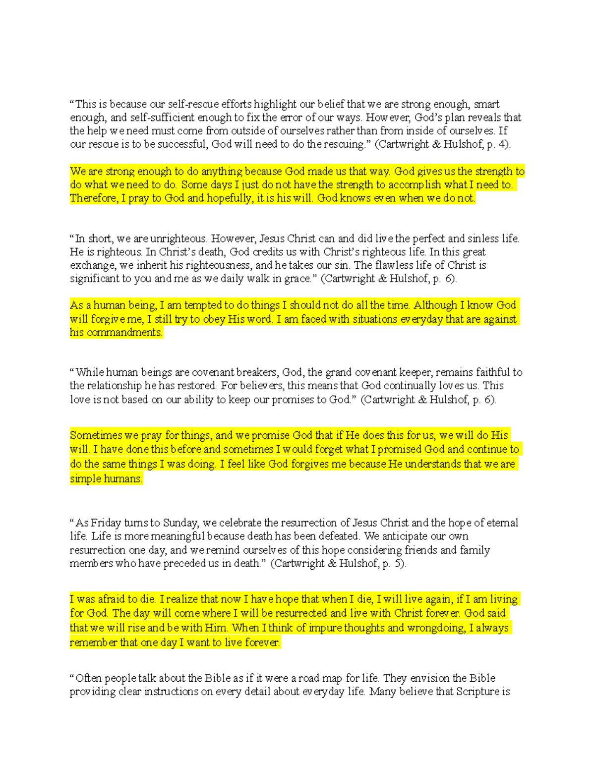 Module 1 bbevery - bible assignment - “This is because our self-rescue ...