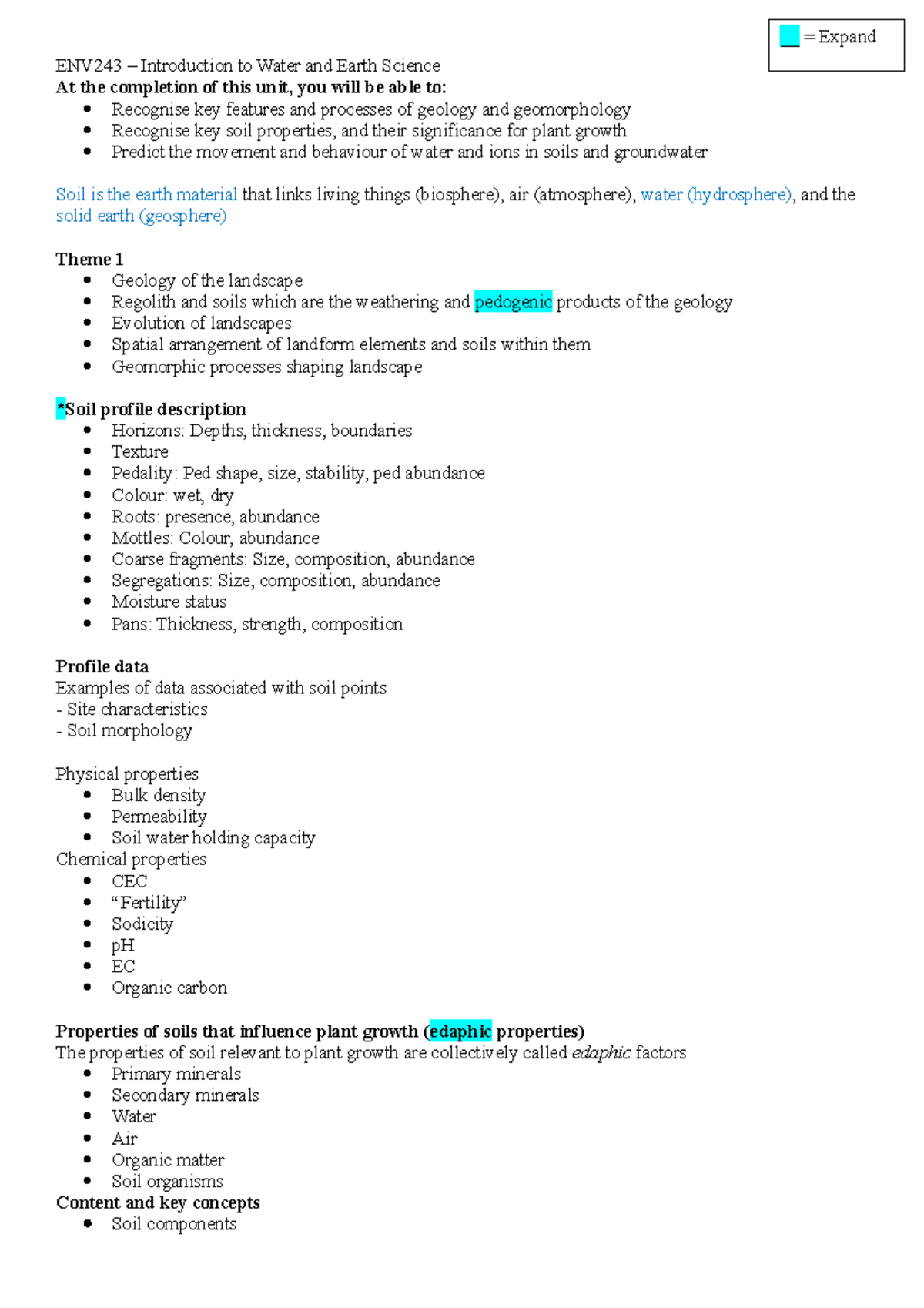 ENV243 Introduction to Water and Earth Science - ENV243 – Introduction ...