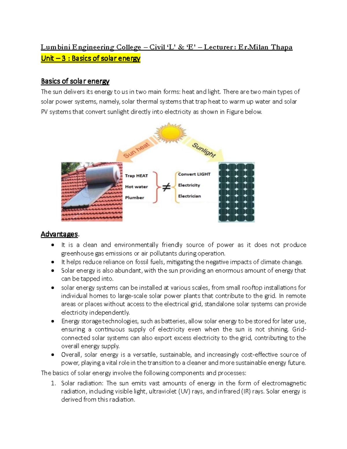 Basics of solar energy IEE Introduction to energy eingeering - Lumbini ...