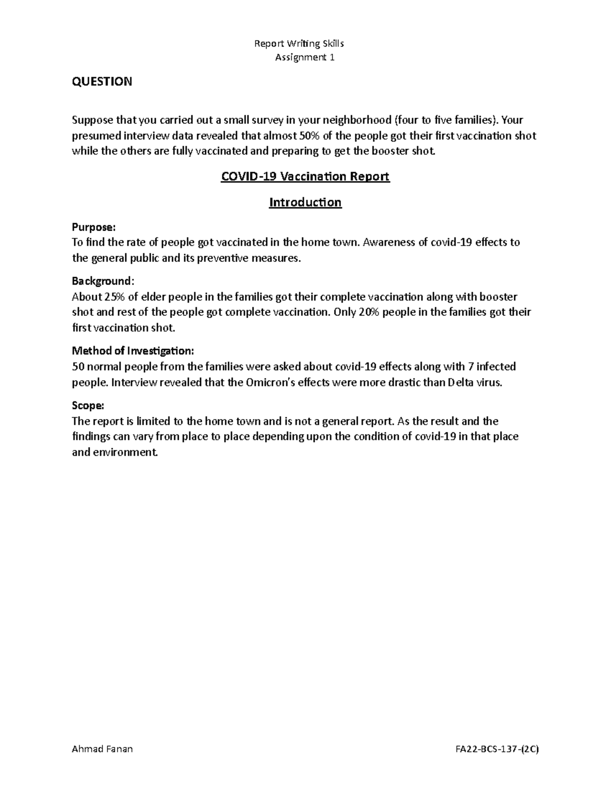 RWS assignment 1 - want - Report Writing Skills Assignment 1 QUESTION ...