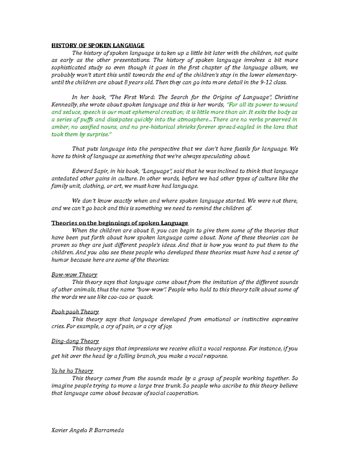 History of Spoken Language - HISTORY OF SPOKEN LANGUAGE The history of ...