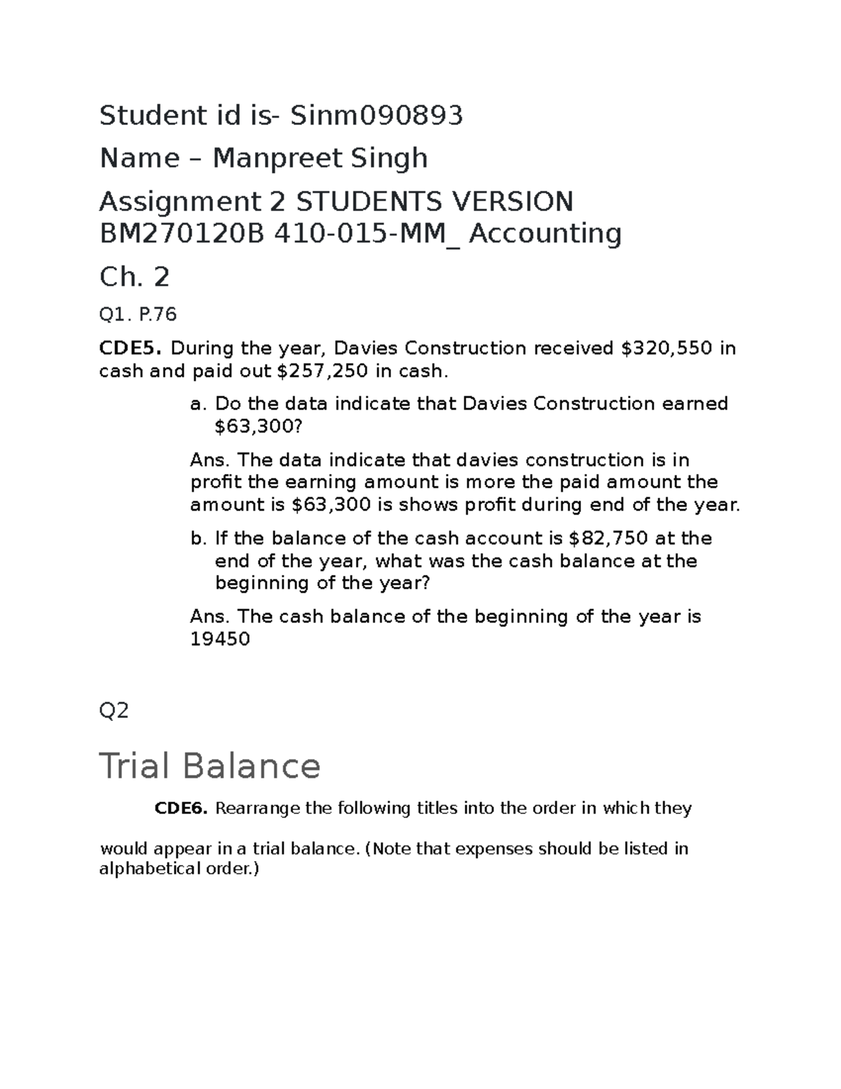 Assignment 2 Students Version Revised BM270120 B 410-015-MM Accounting ...