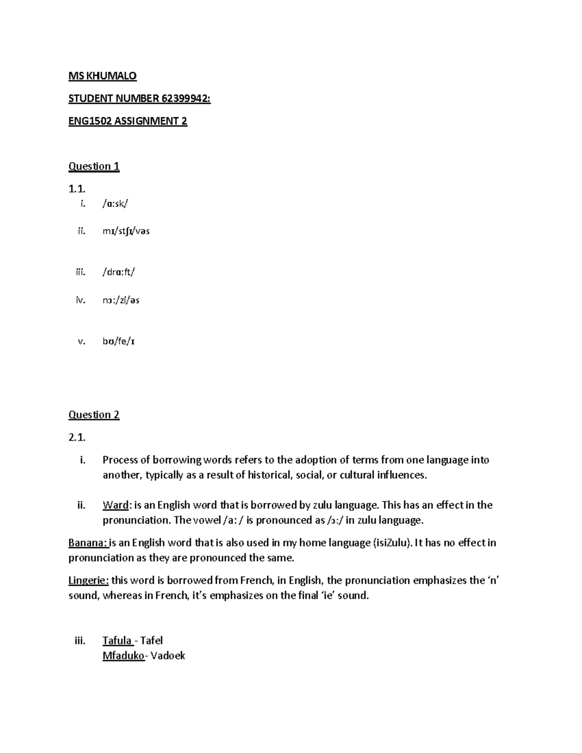 ENG1502 ASS 2 - ASSIGNMENT 2 - MS KHUMALO STUDENT NUMBER 62399942 ...