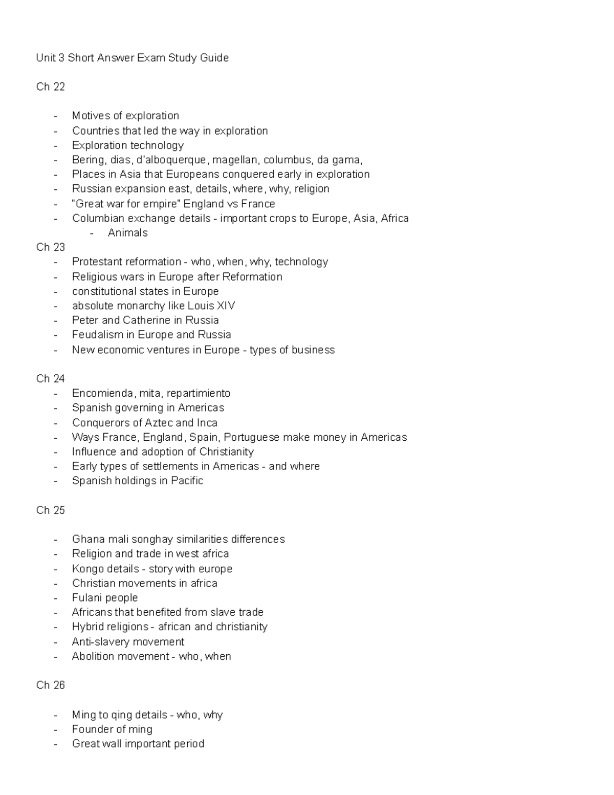 Addie Cao - Unit 3 Short Answer Exam Study Guide - Unit 3 Short Answer ...