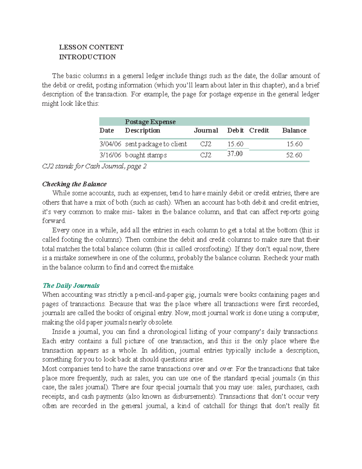 General Ledger Accounting - LESSON CONTENT INTRODUCTION The basic ...