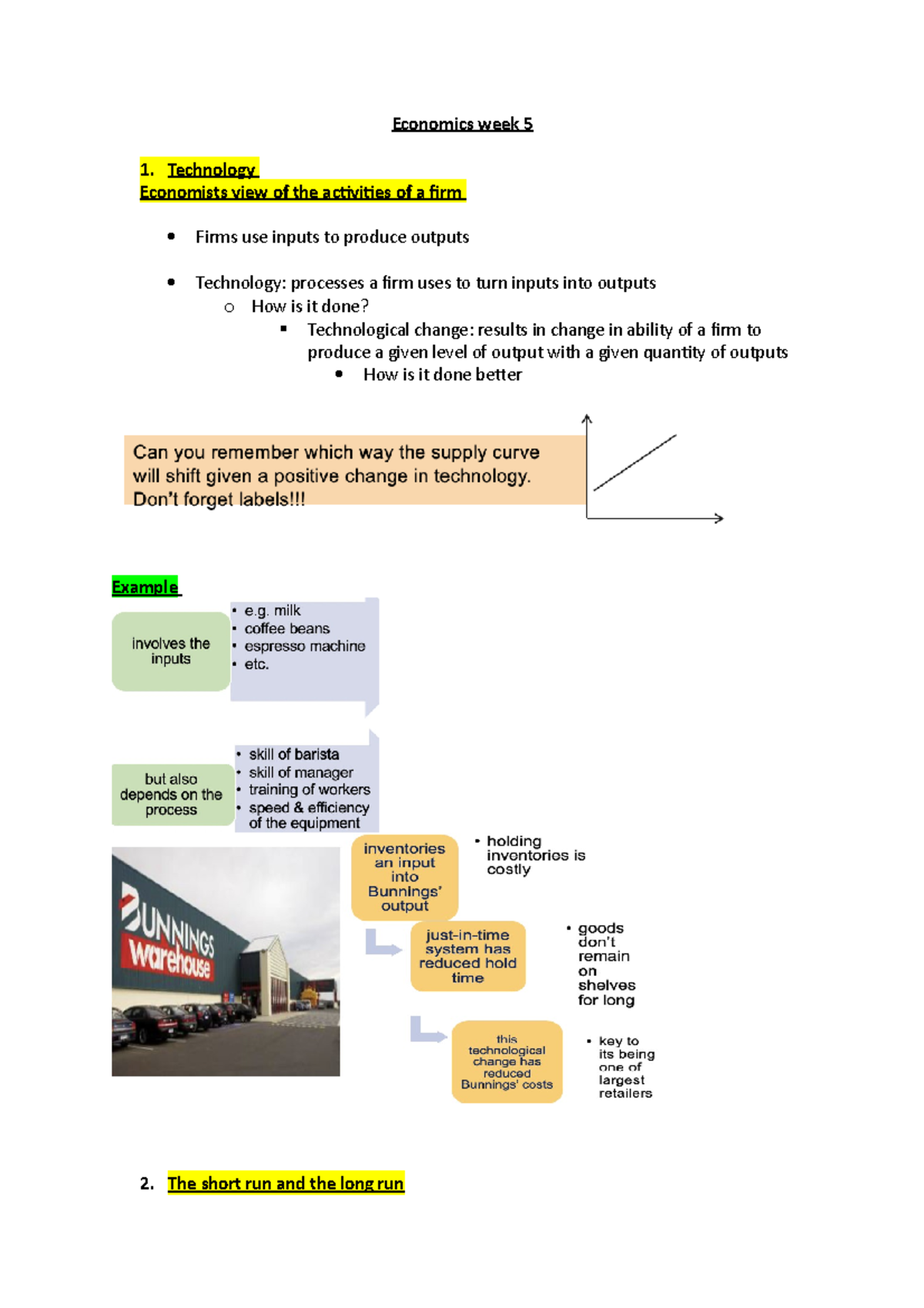Economics LECTURE week 5 - Economics week 5 Technology Economists view ...