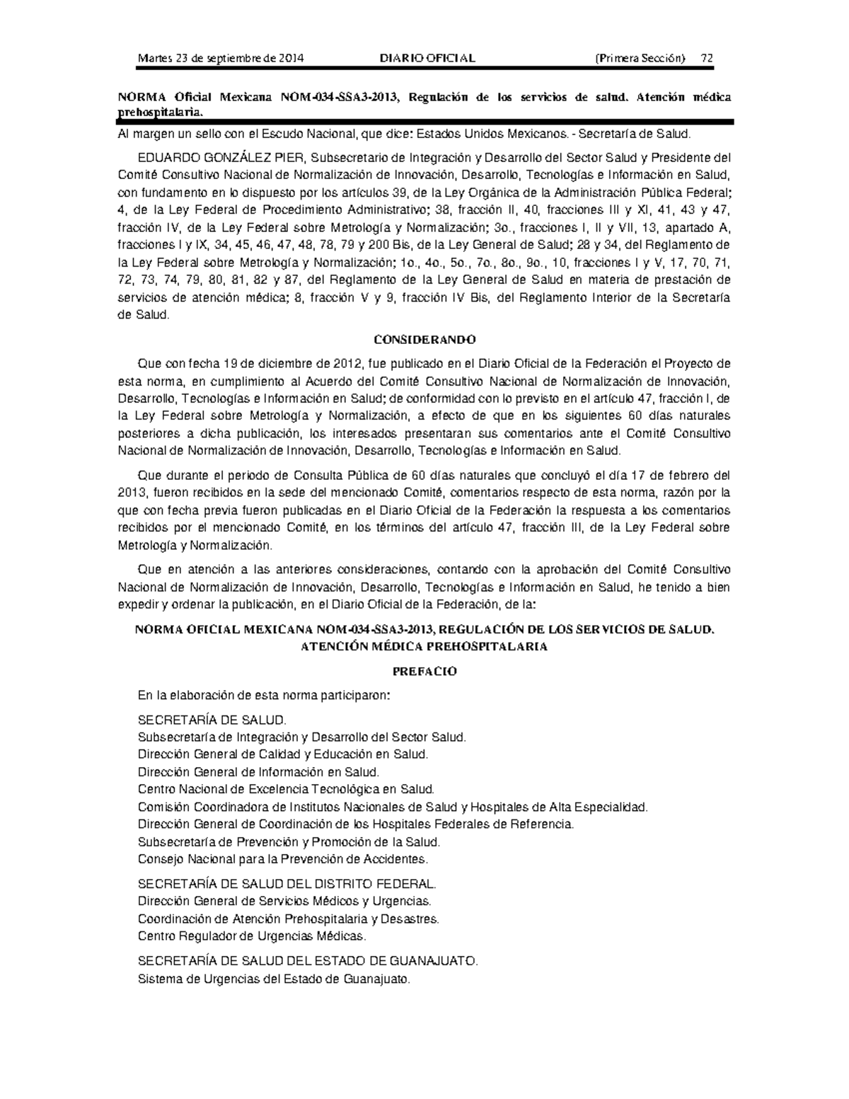 NOM-034-SSA3-2013 - NORMA Oficial Mexicana NOM- 034 - SSA3-2013, Regulación de los servicios de ...