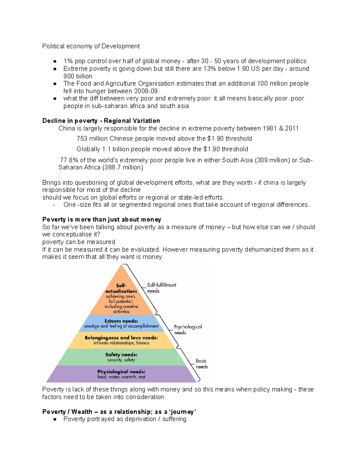 Political economy of Development Summary notes - Political economy of ...