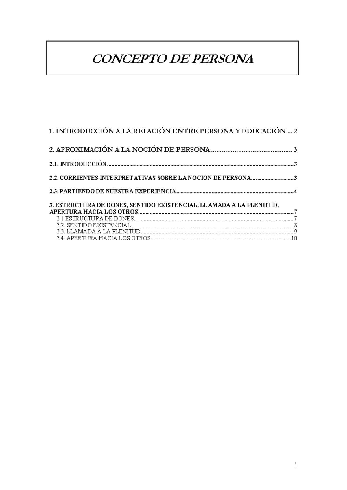 0. Concepto DE Persona - APUNTES - CONCEPTO DE PERSONA INTRODUCCIÓN A ...