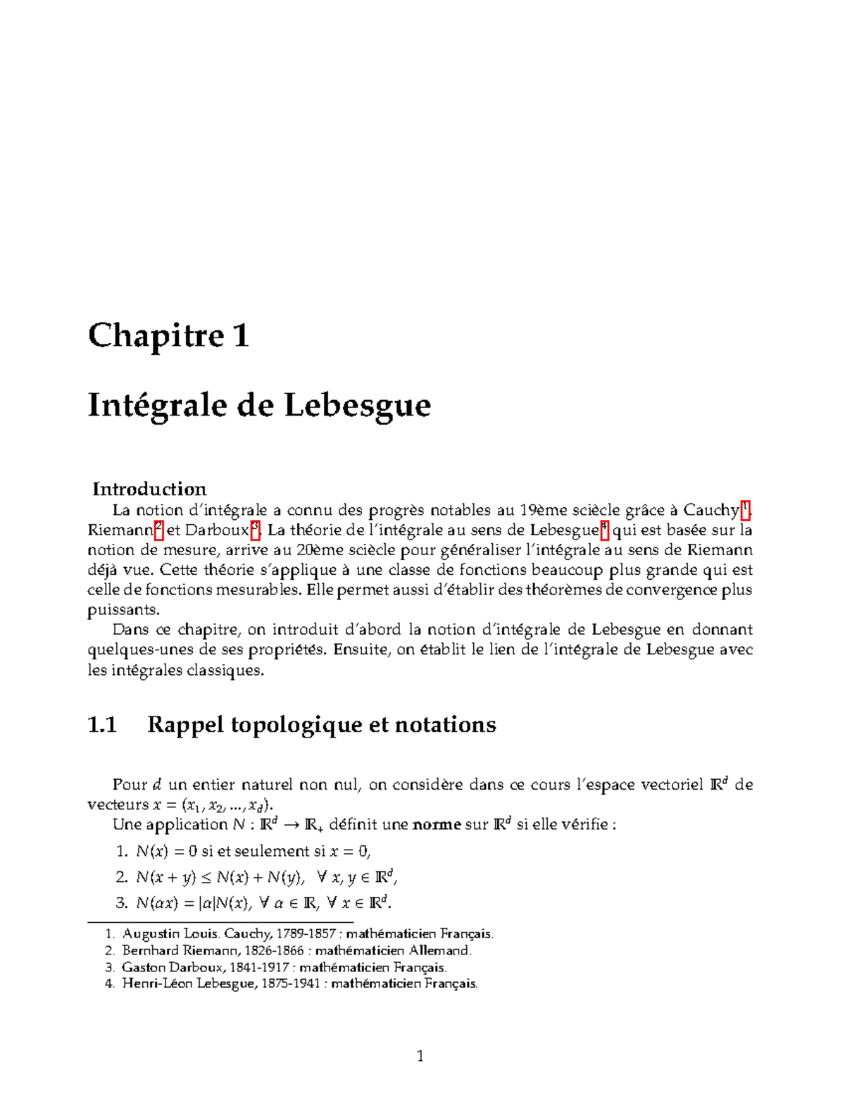 Chapitre 1 Integrale de Lebesgue - Chapitre 1 Int ́egrale de Lebesgue ...