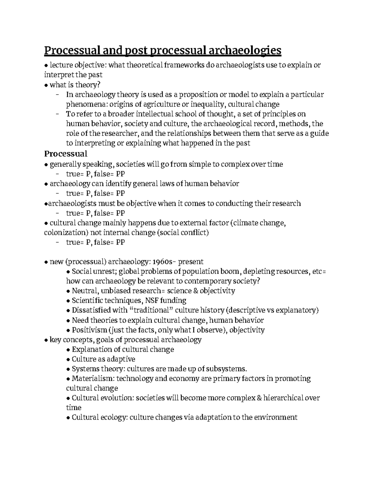 Archeaology test 3 - Processual and post processual archaeologies ...