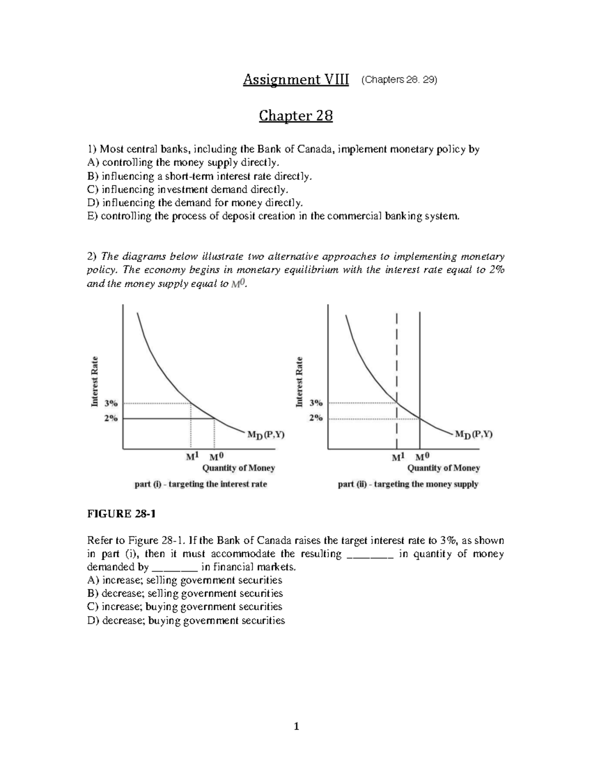 Assignment 8 - Practice questions for chapter 28 & 29 - Assignment VIII ...