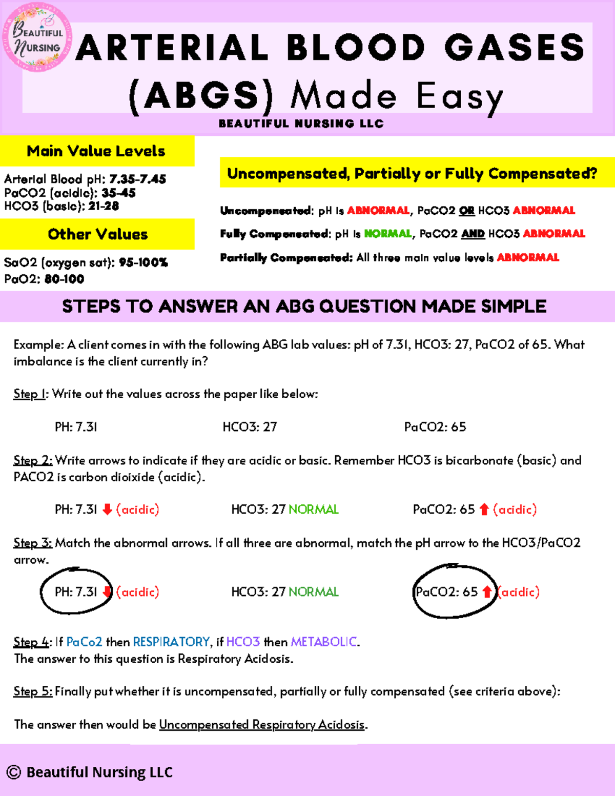 ABGs Made Easy Copyright BN - Example: A client comes in with the ...