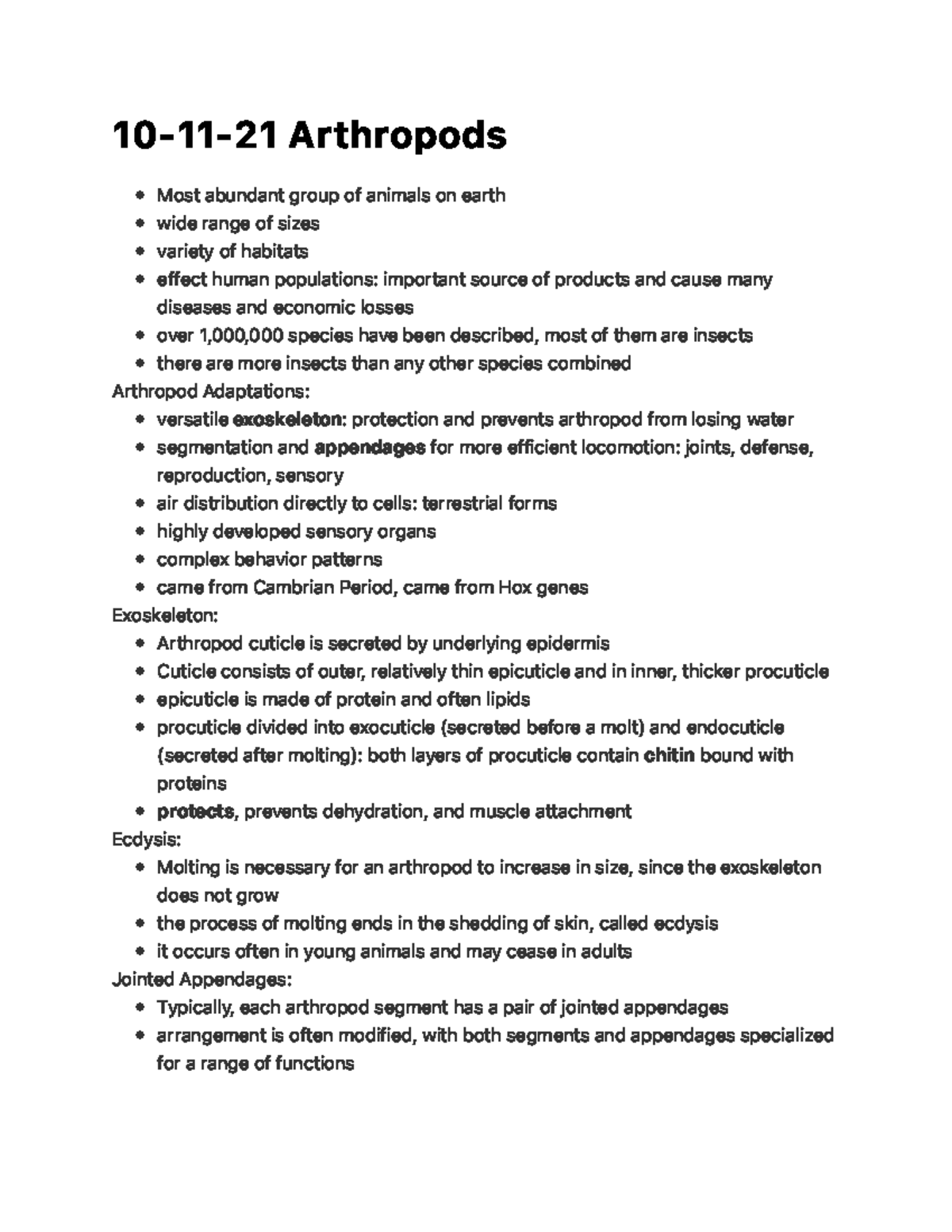 Arthropods Lecture Notes - 10-11-21 Arthropods Arthropod Adaptations ...