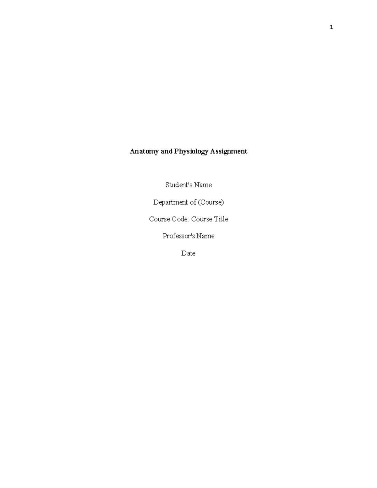 Anatomy and Physiology Assignment - Anatomy and Physiology Assignment ...