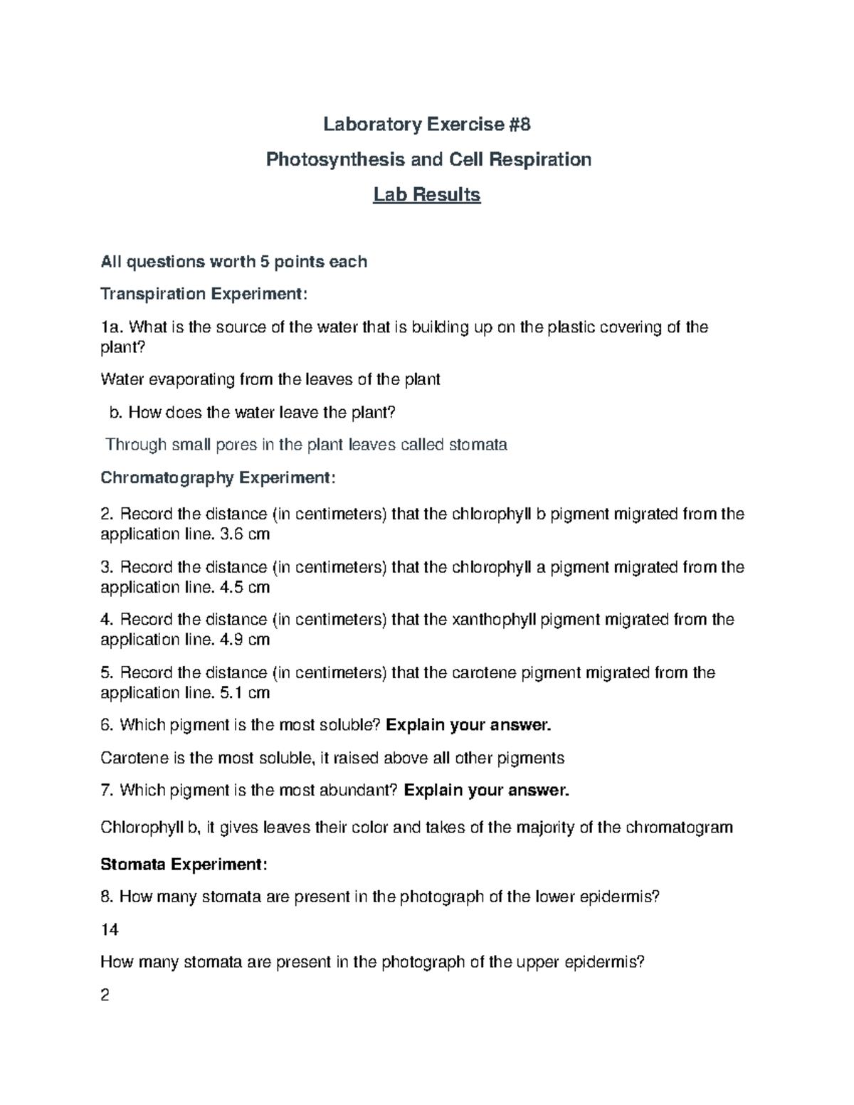 Respiration complete - BIOL 101 Lab - Laboratory Exercise ...