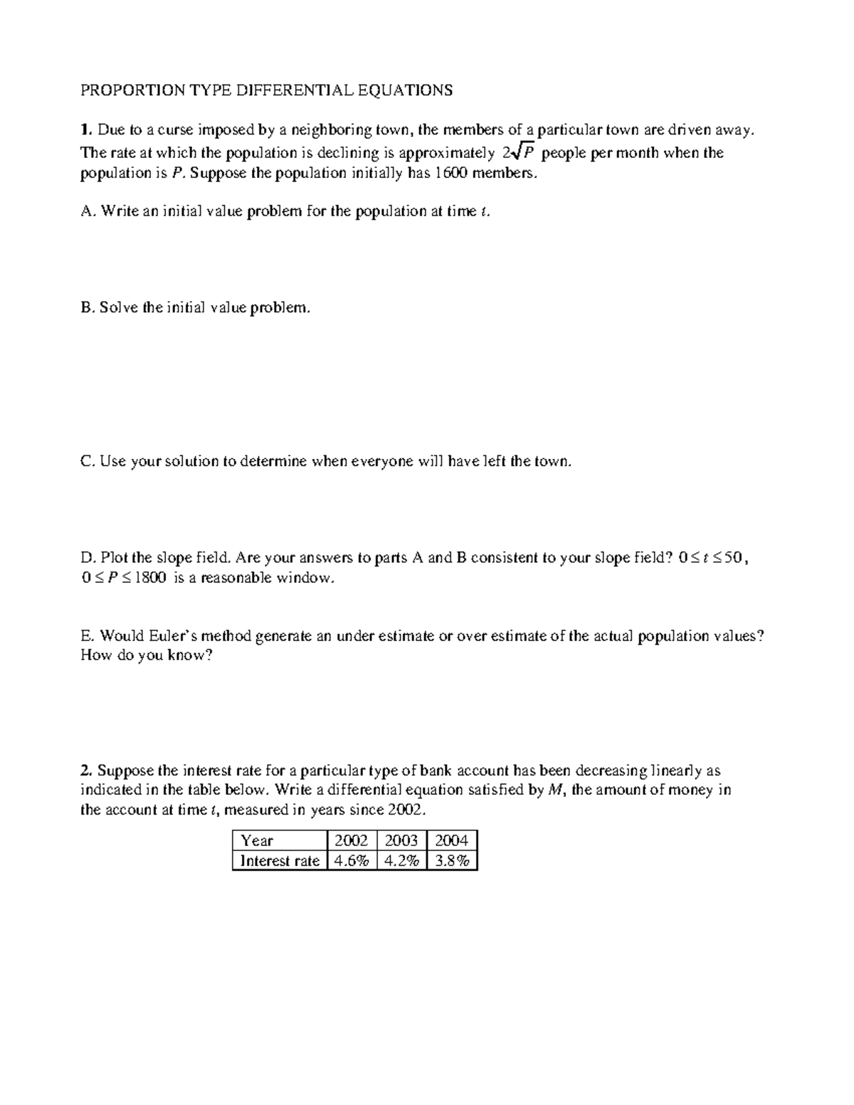 Ch11 differential equations - PROPORTION TYPE DIFFERENTIAL EQUATIONS 1 ...