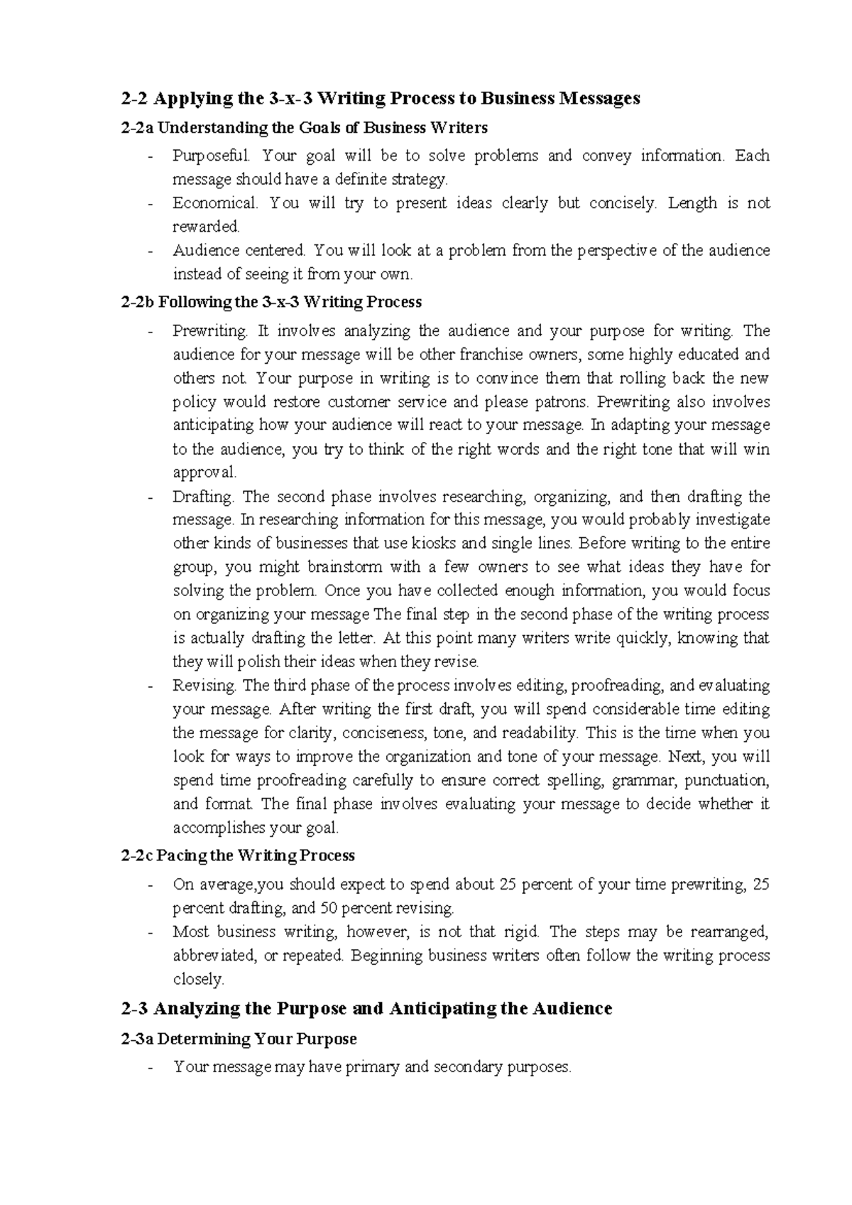 Tóm tắt - 2-2 Applying the 3-x-3 Writing Process to Business Messages 2 ...