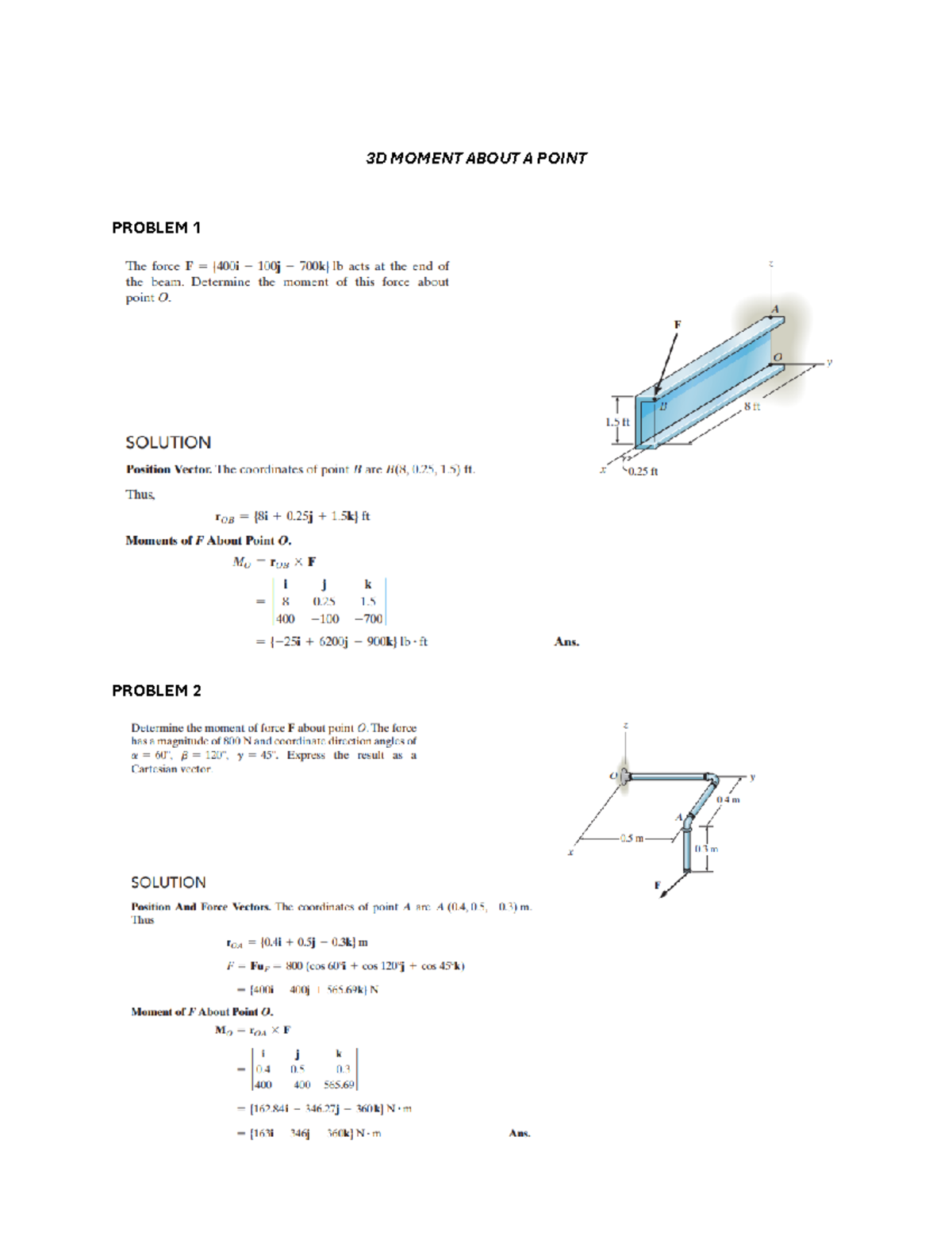 2 3D Moment About A Point - Strength of Materials - 3D MOMENT ABOUT A ...